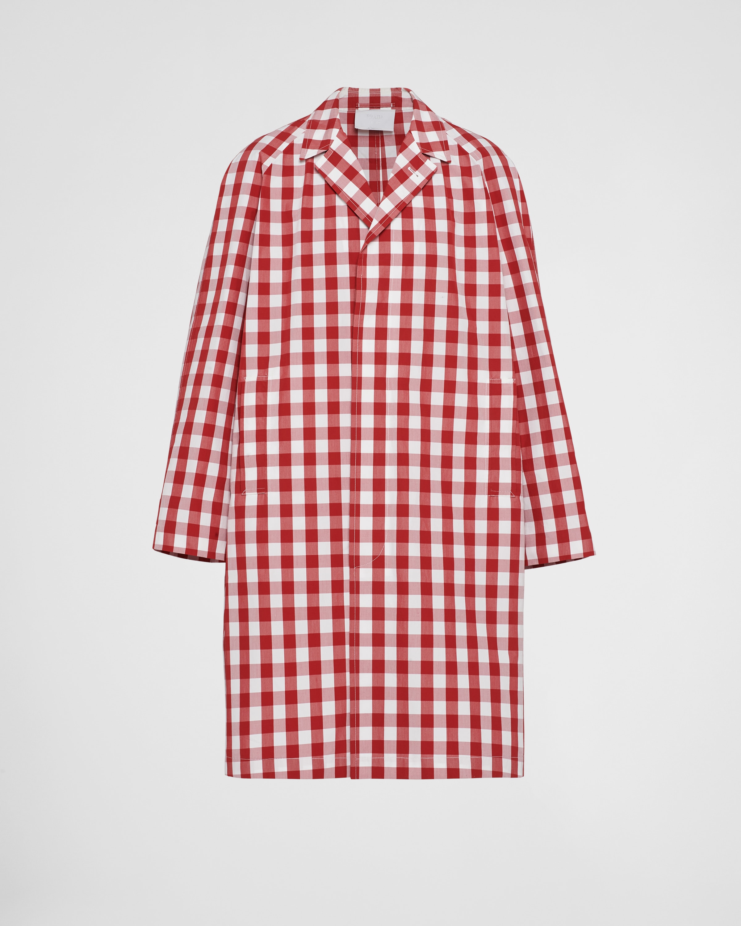 White/red Cotton Coat | PRADA