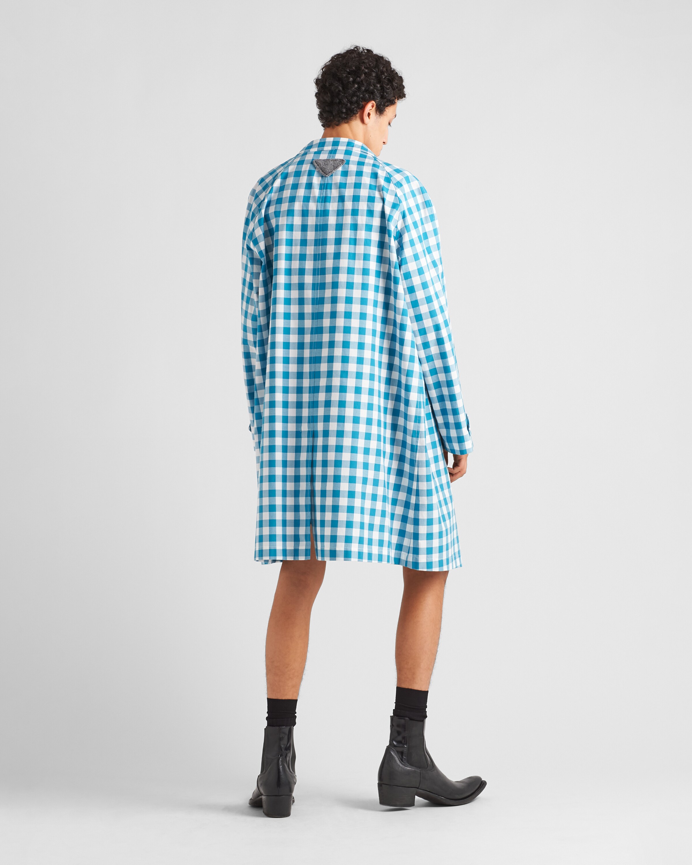 White/turquoise Cotton Coat | PRADA