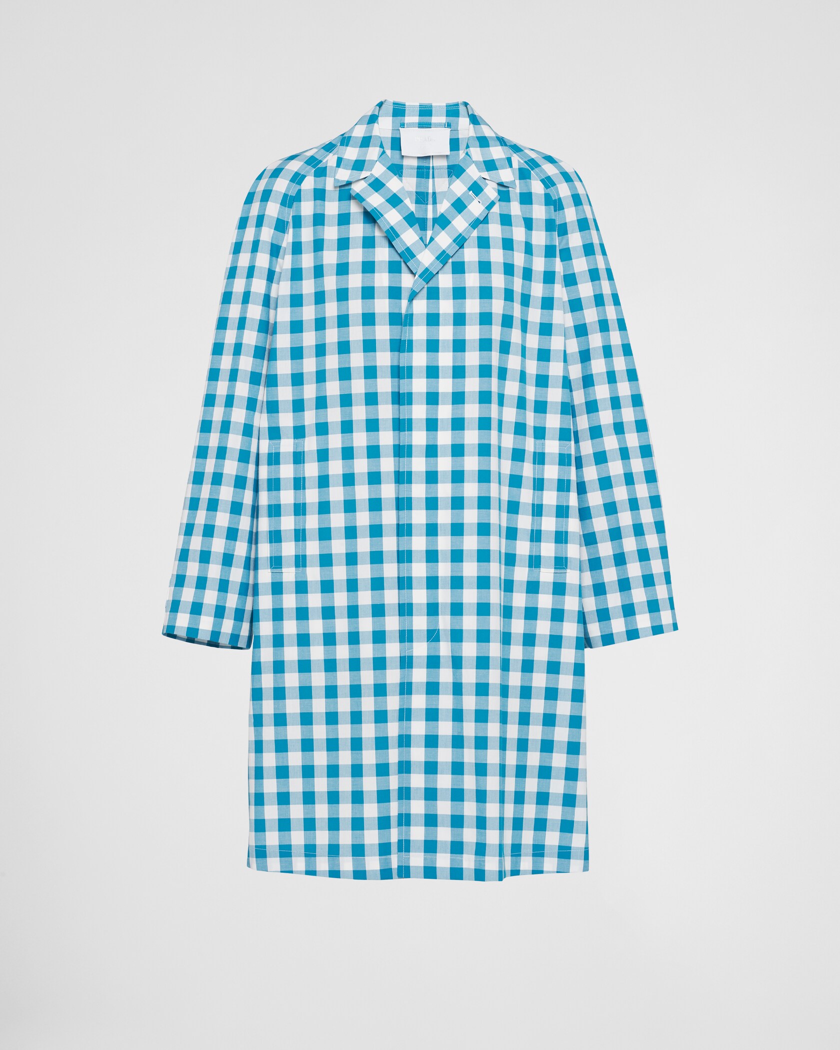 White/turquoise Cotton Coat | PRADA