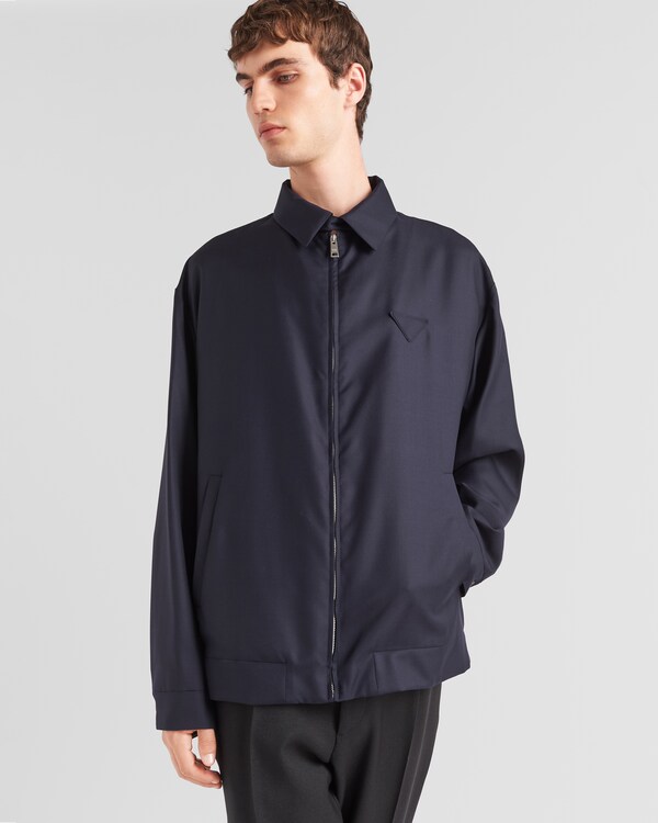 Navy Wool And Silk Jacket | PRADA