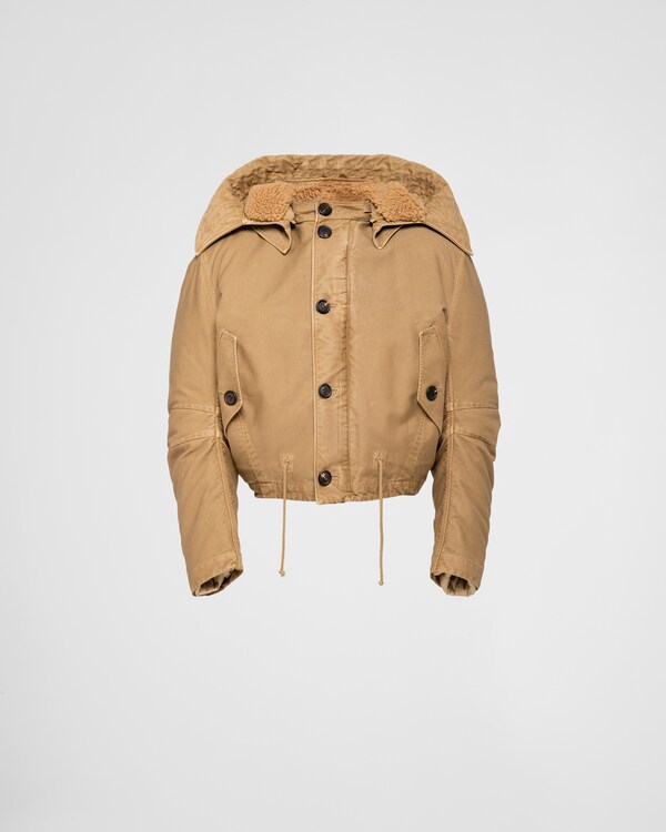 Cork Beige Cotton Bomber Jacket | PRADA