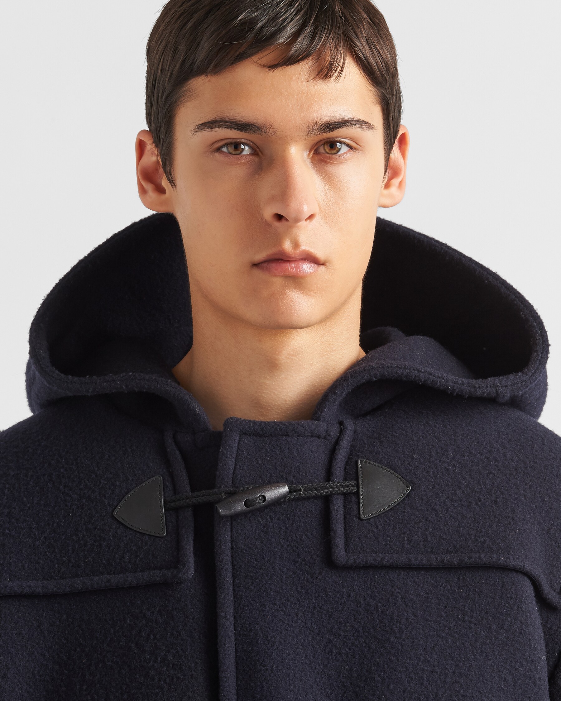 Navy Wool Down-padded Duffel Jacket | PRADA