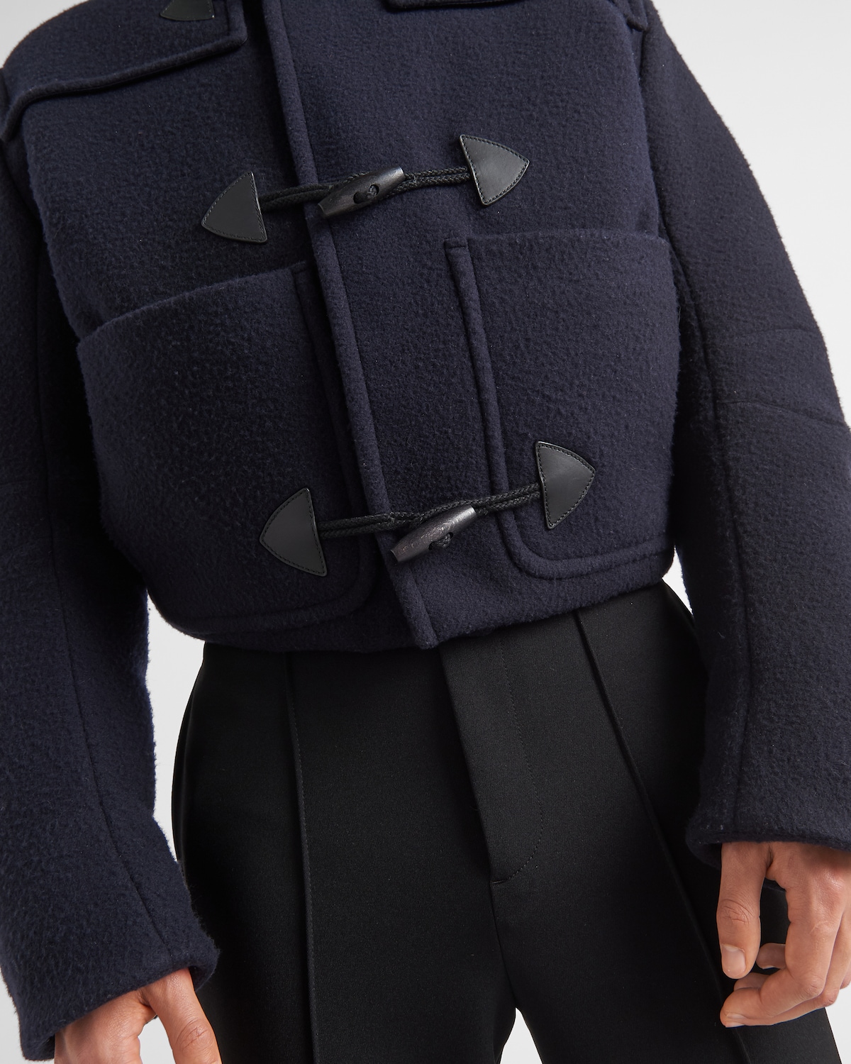 Navy Wool Down-padded Duffel Jacket | PRADA