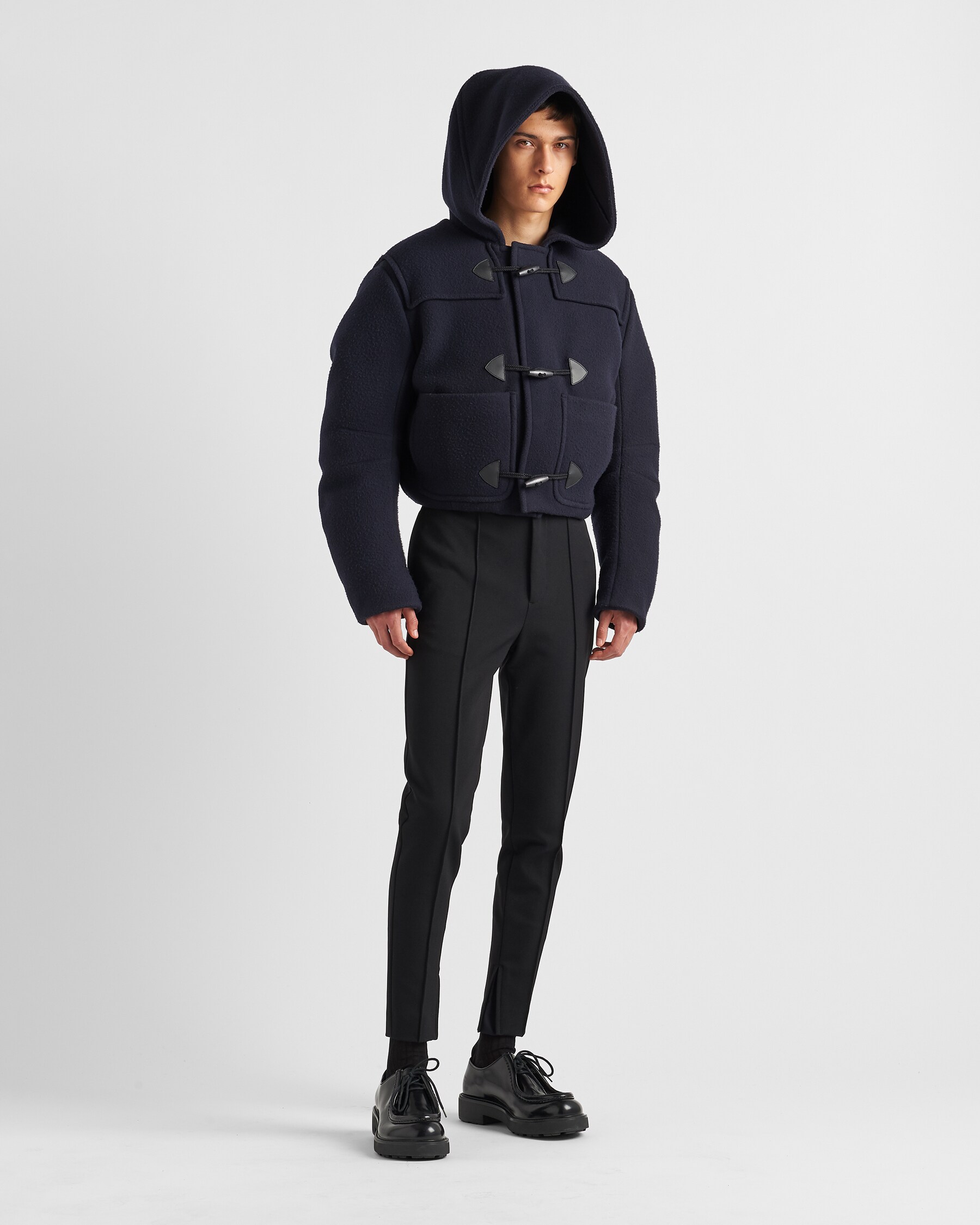 Navy Wool Down-padded Duffel Jacket | PRADA