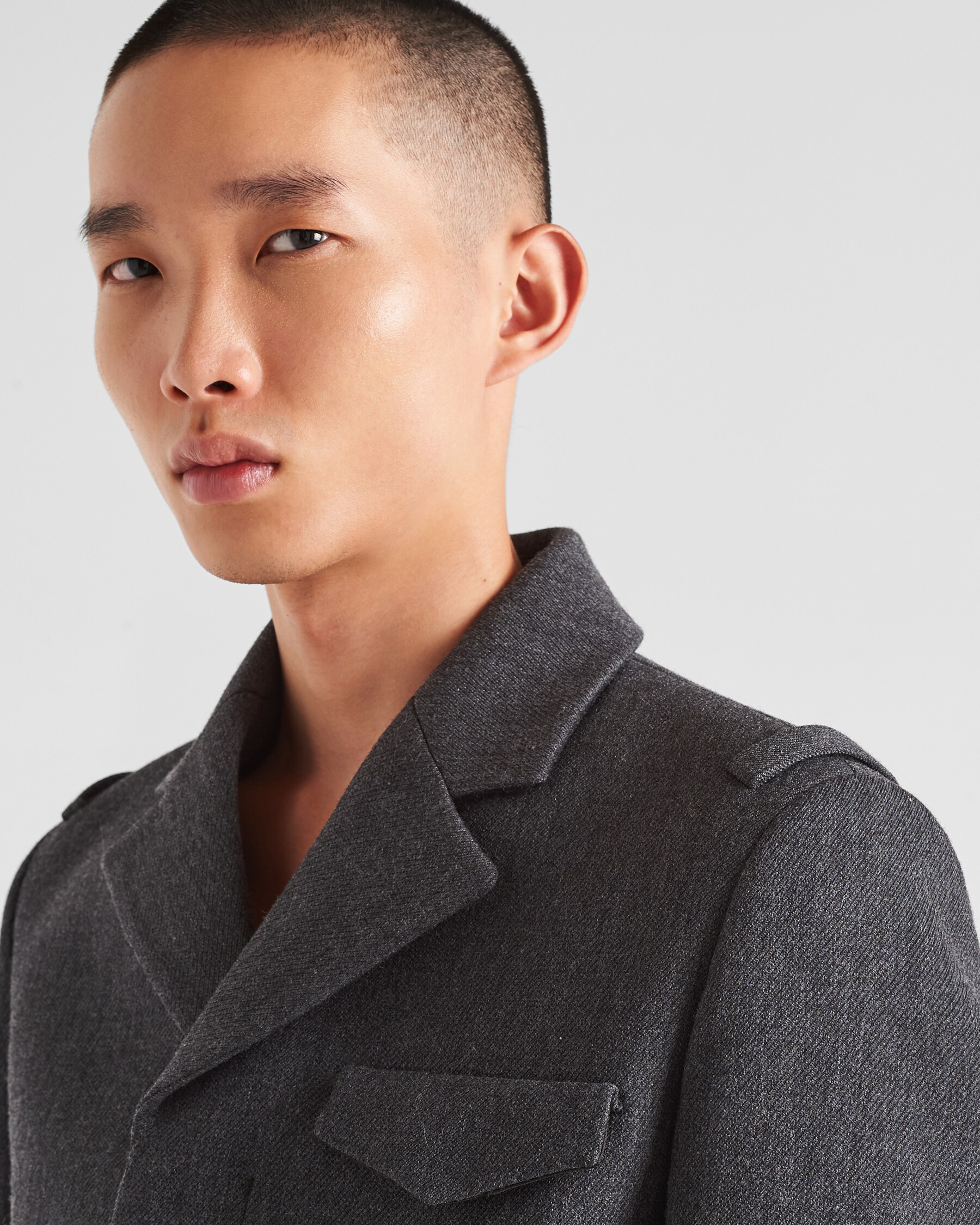 Anthracite Gray Wool Blouson Jacket | PRADA