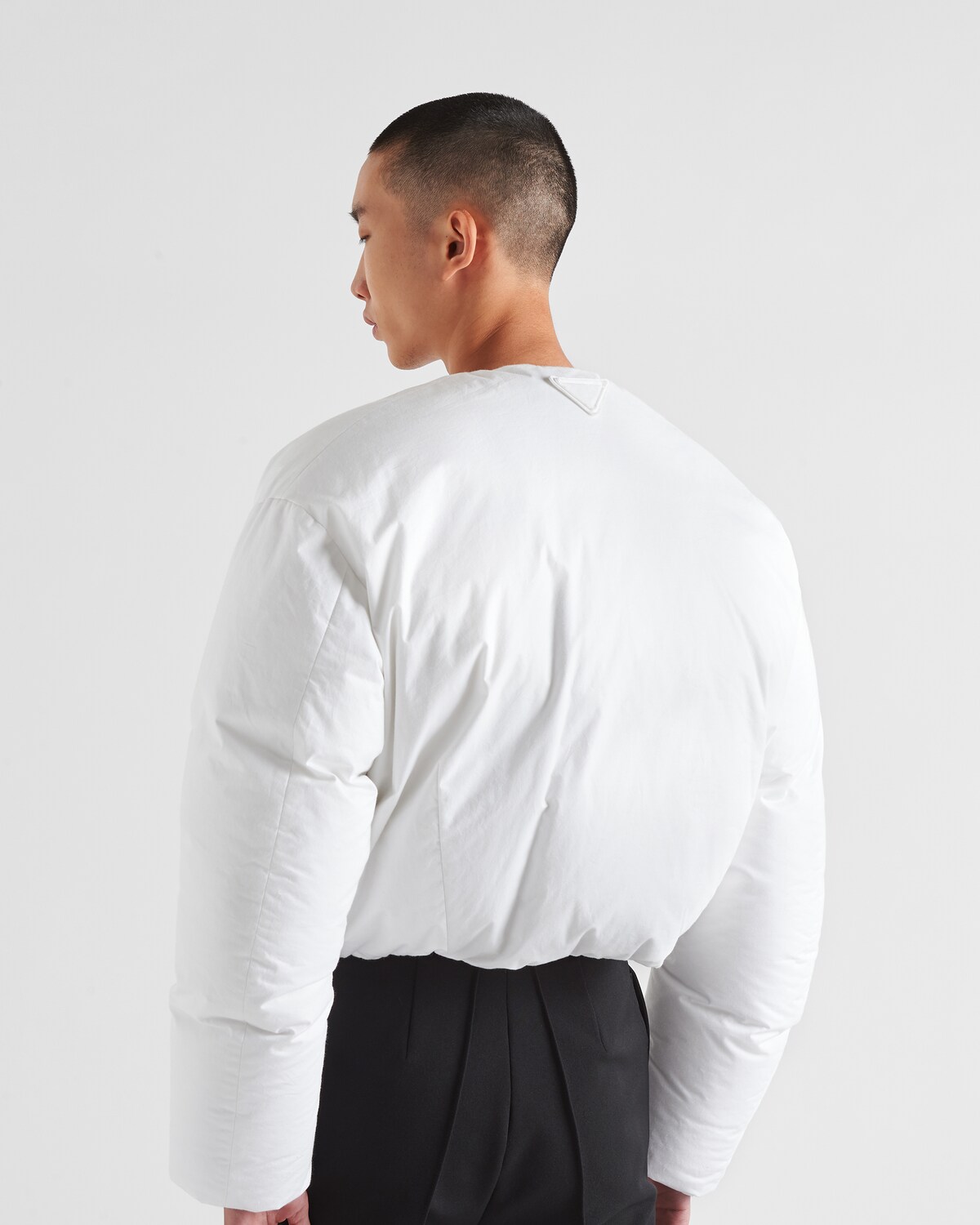 White Cropped Cotton Down Jacket | PRADA
