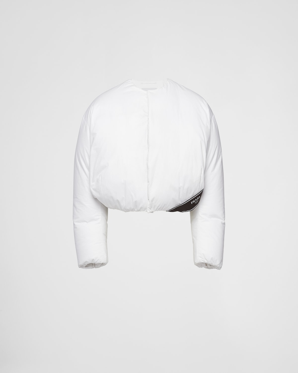 White Cropped Cotton Down Jacket | PRADA