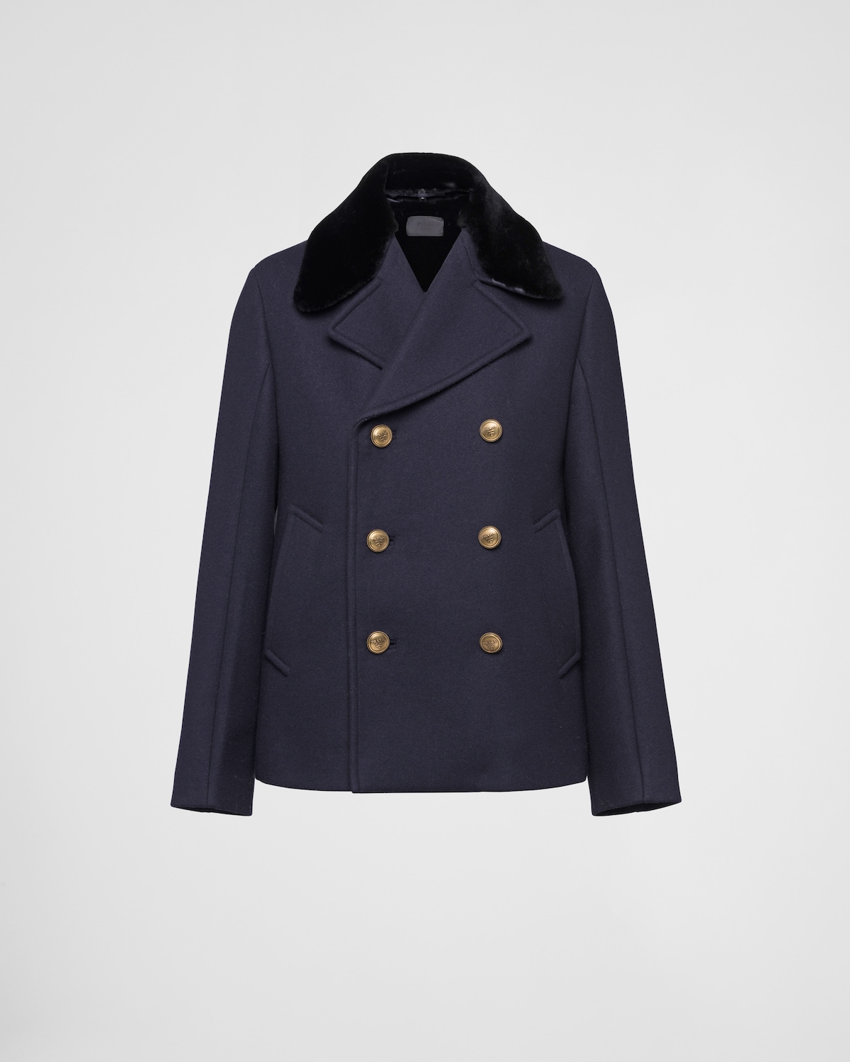 Navy Wool Peacoat | PRADA