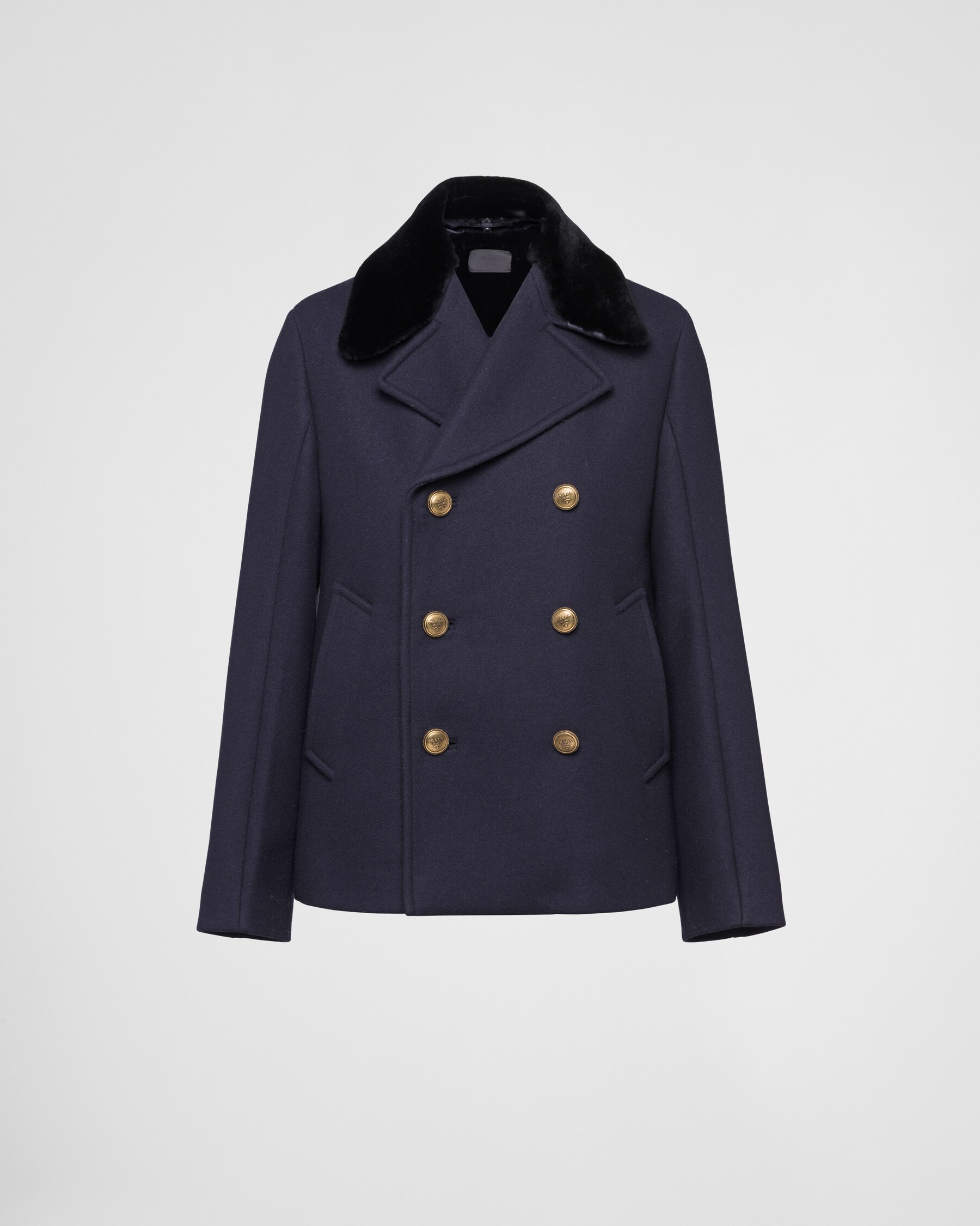 Navy Wool Peacoat | PRADA