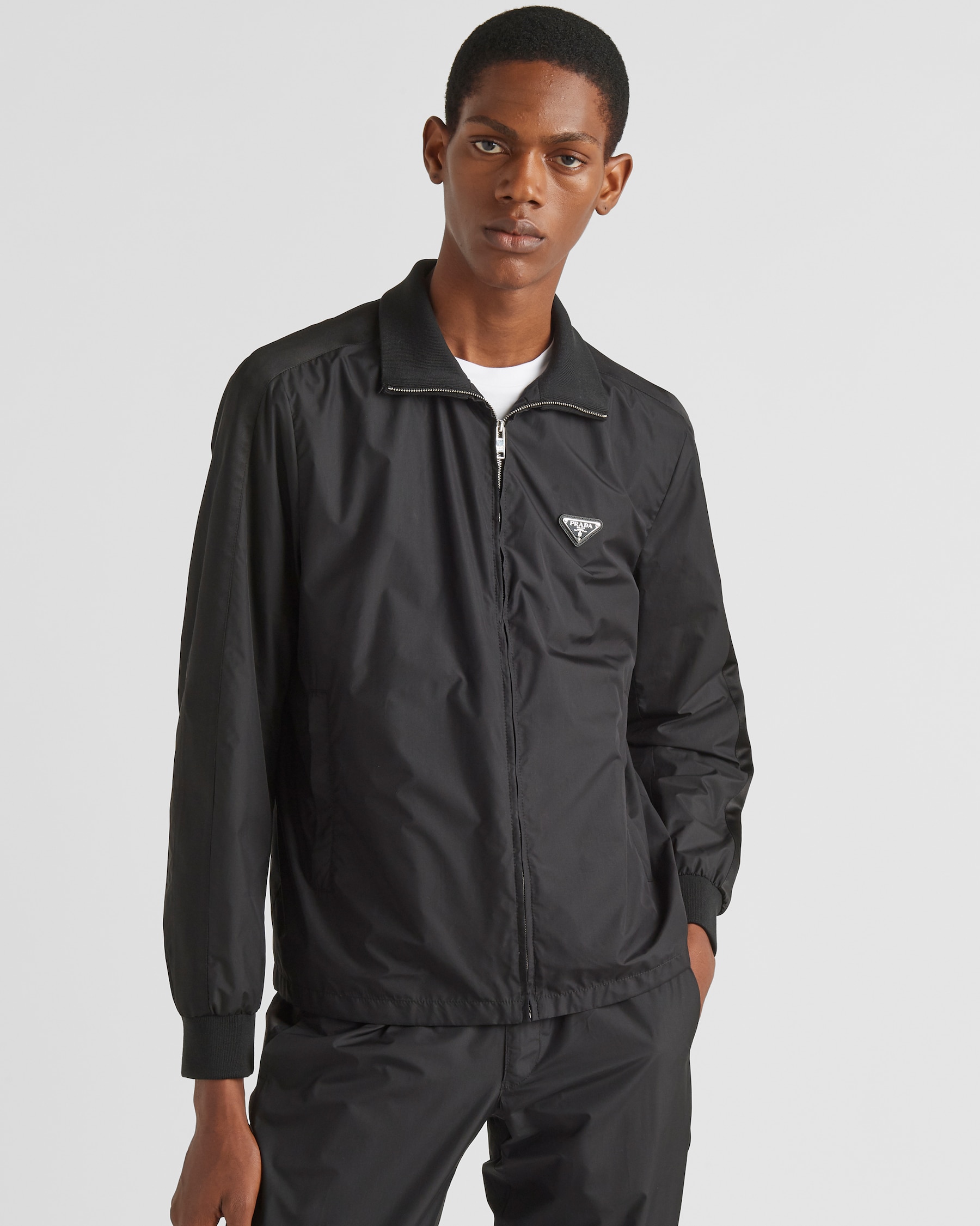 Black Silk Blend Blouson Jacket | PRADA