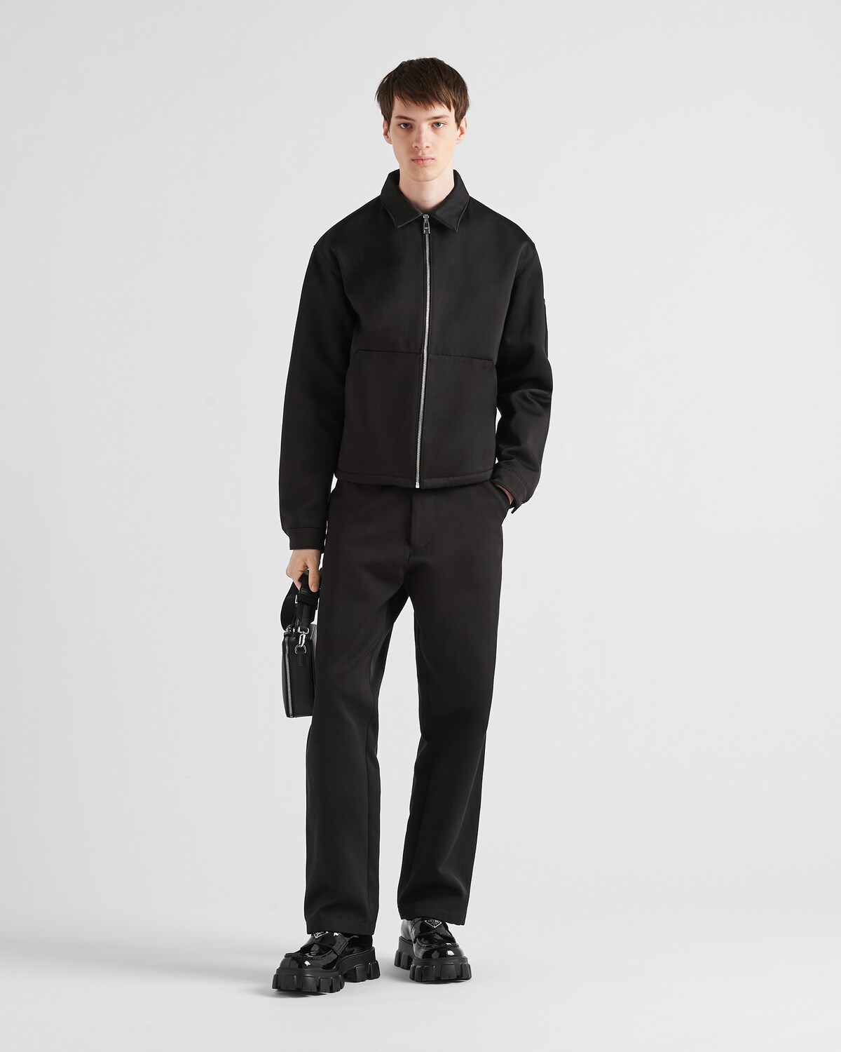 Black Cotton And Silk Blouson Jacket | PRADA