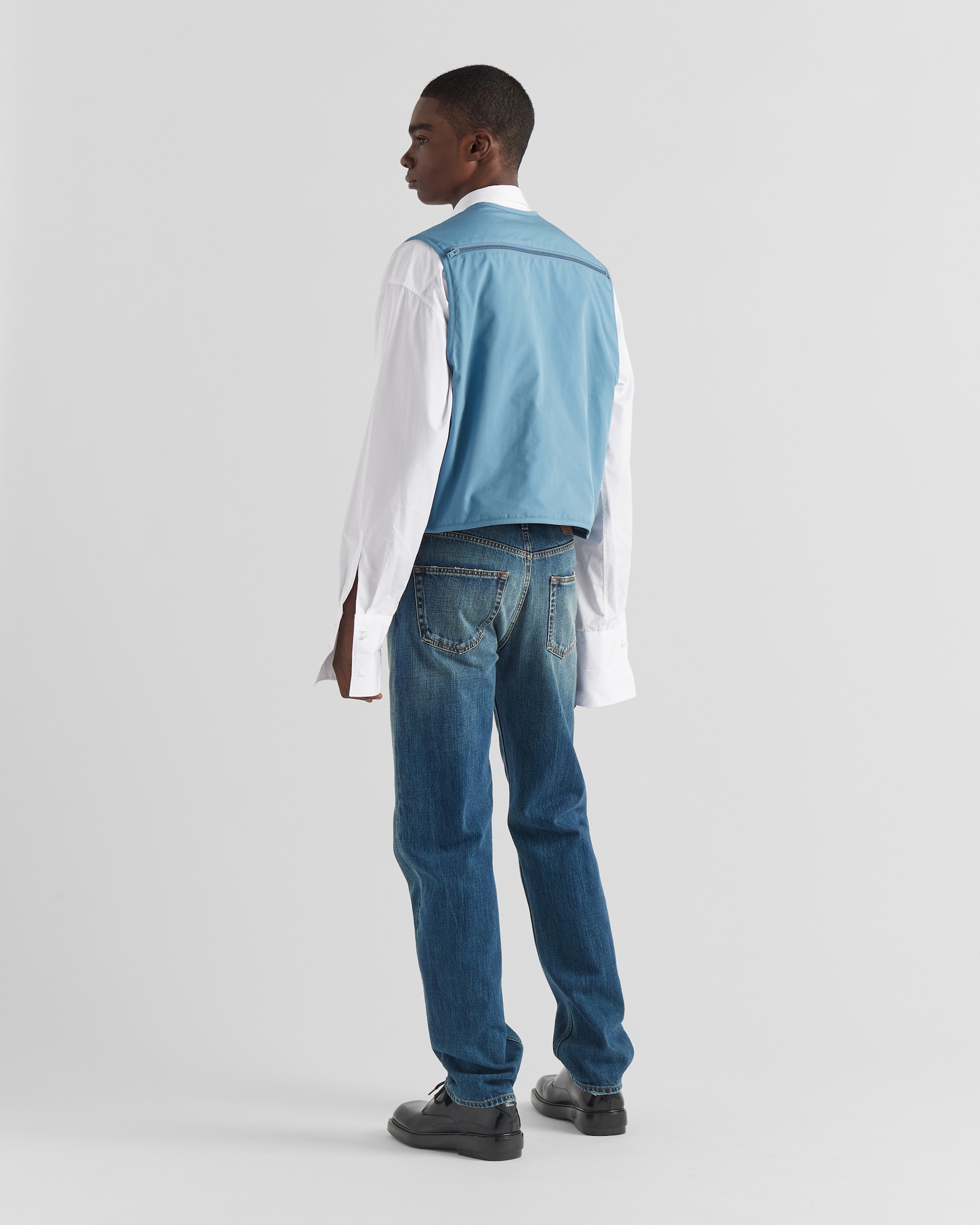 Aviation Blue Cotton Blend Vest | PRADA