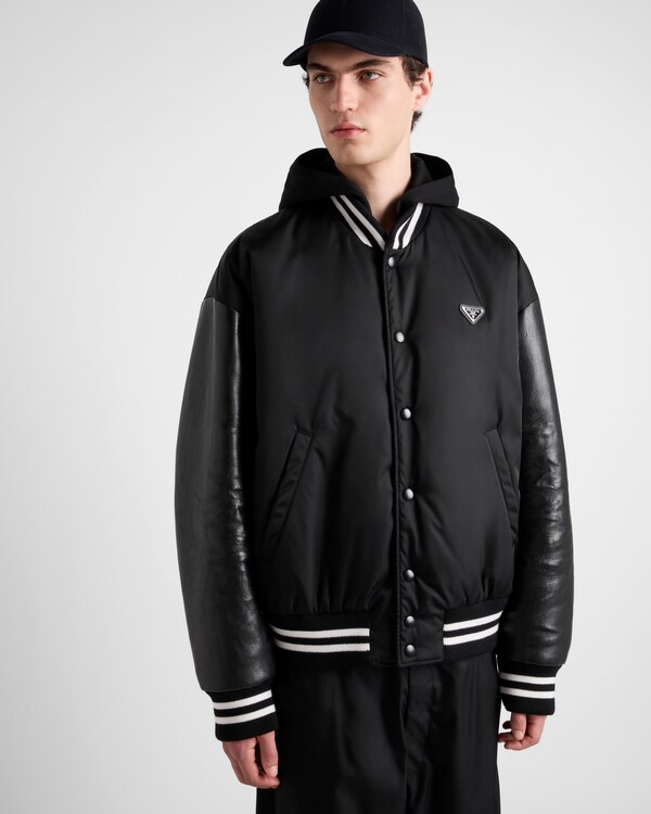 Black Oversized Re-nylon Bomber Jacket | PRADA