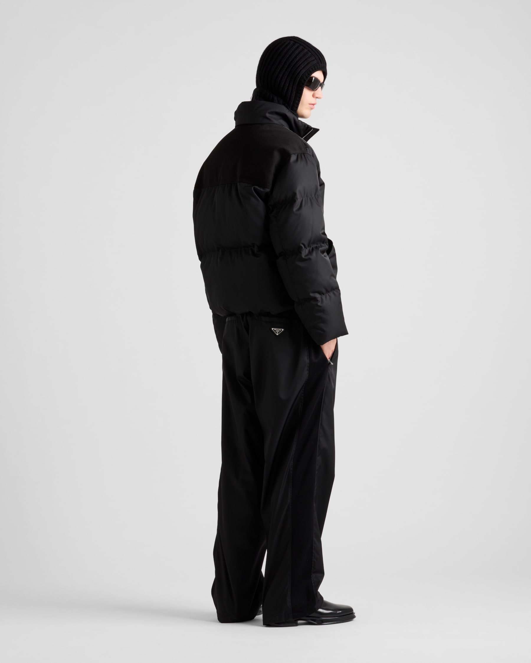 Black Cropped Re-nylon Down Jacket | PRADA