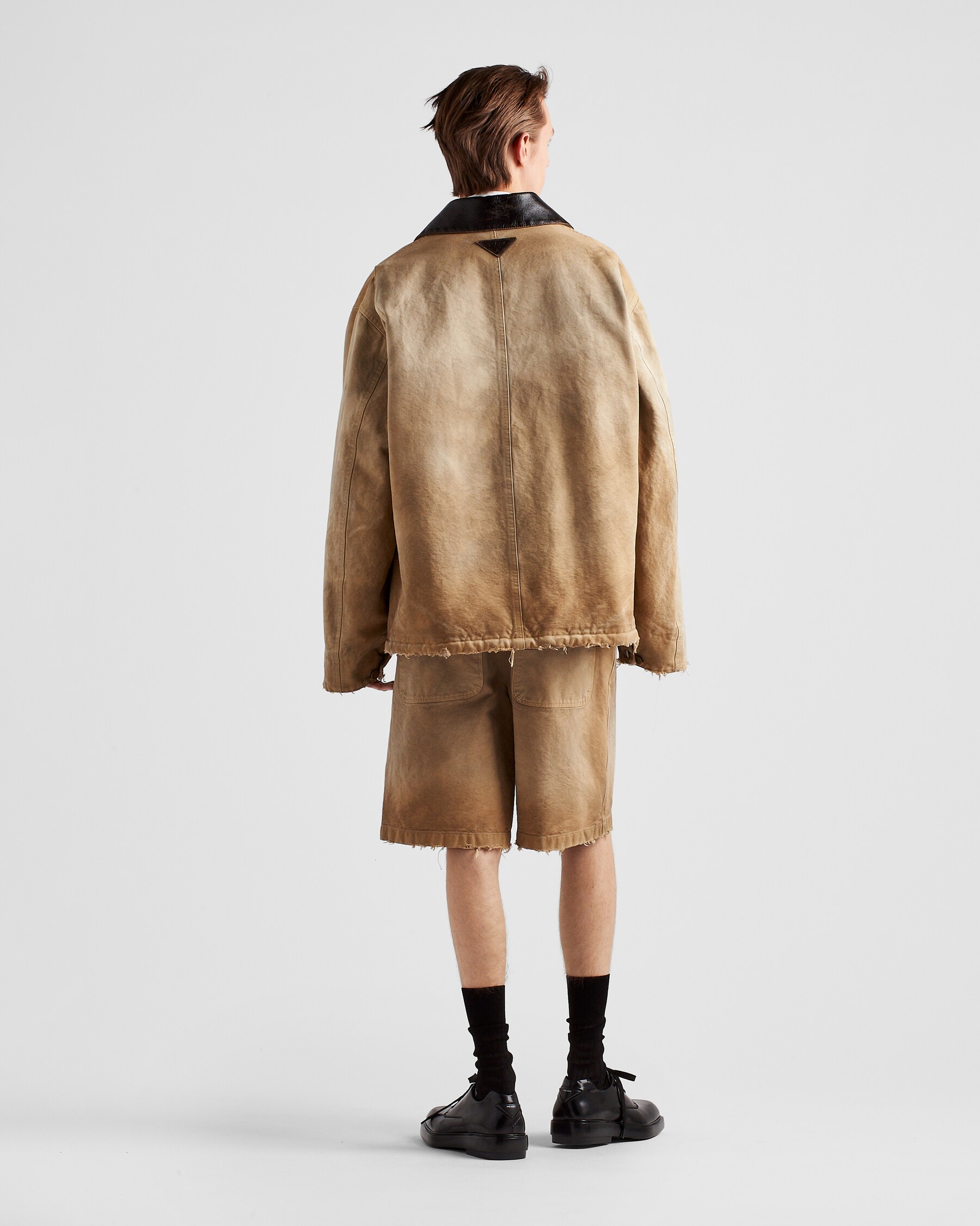 Beige Garment-dyed Cotton Trucker Jacket | PRADA