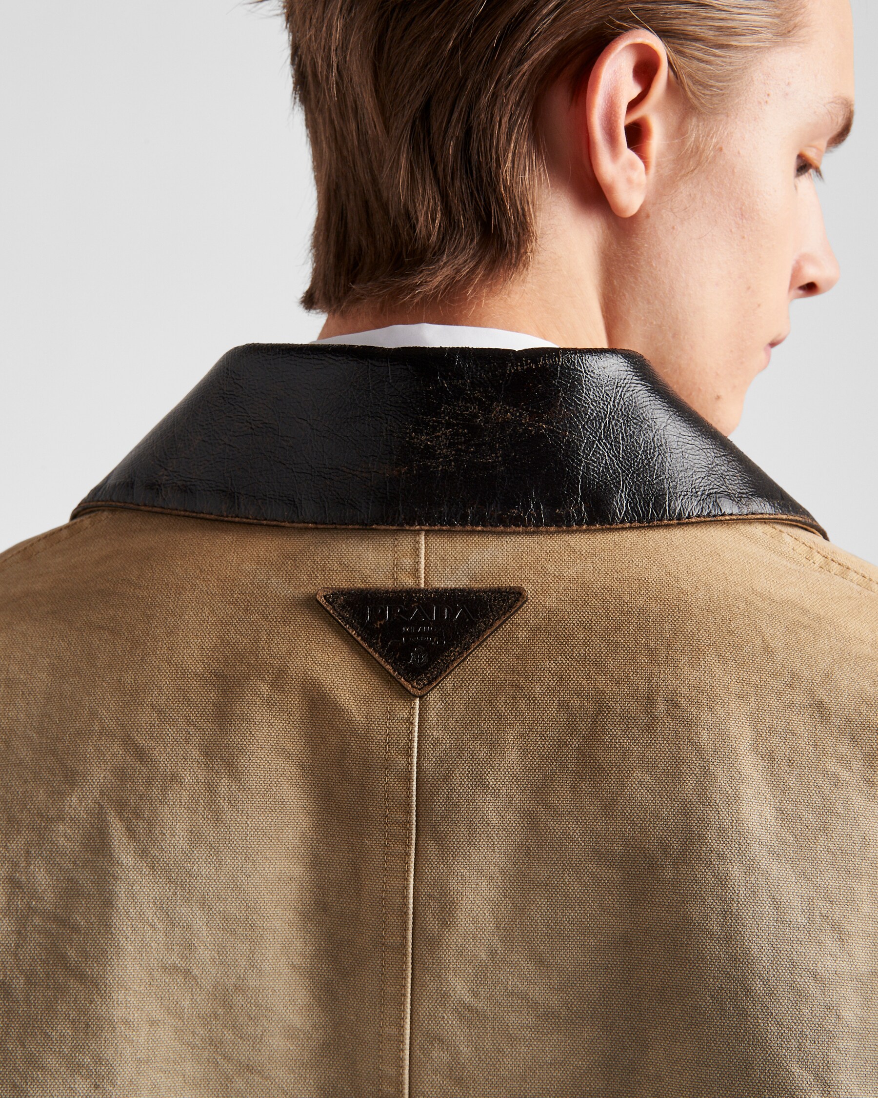 Beige Garment-dyed Cotton Trucker Jacket | PRADA