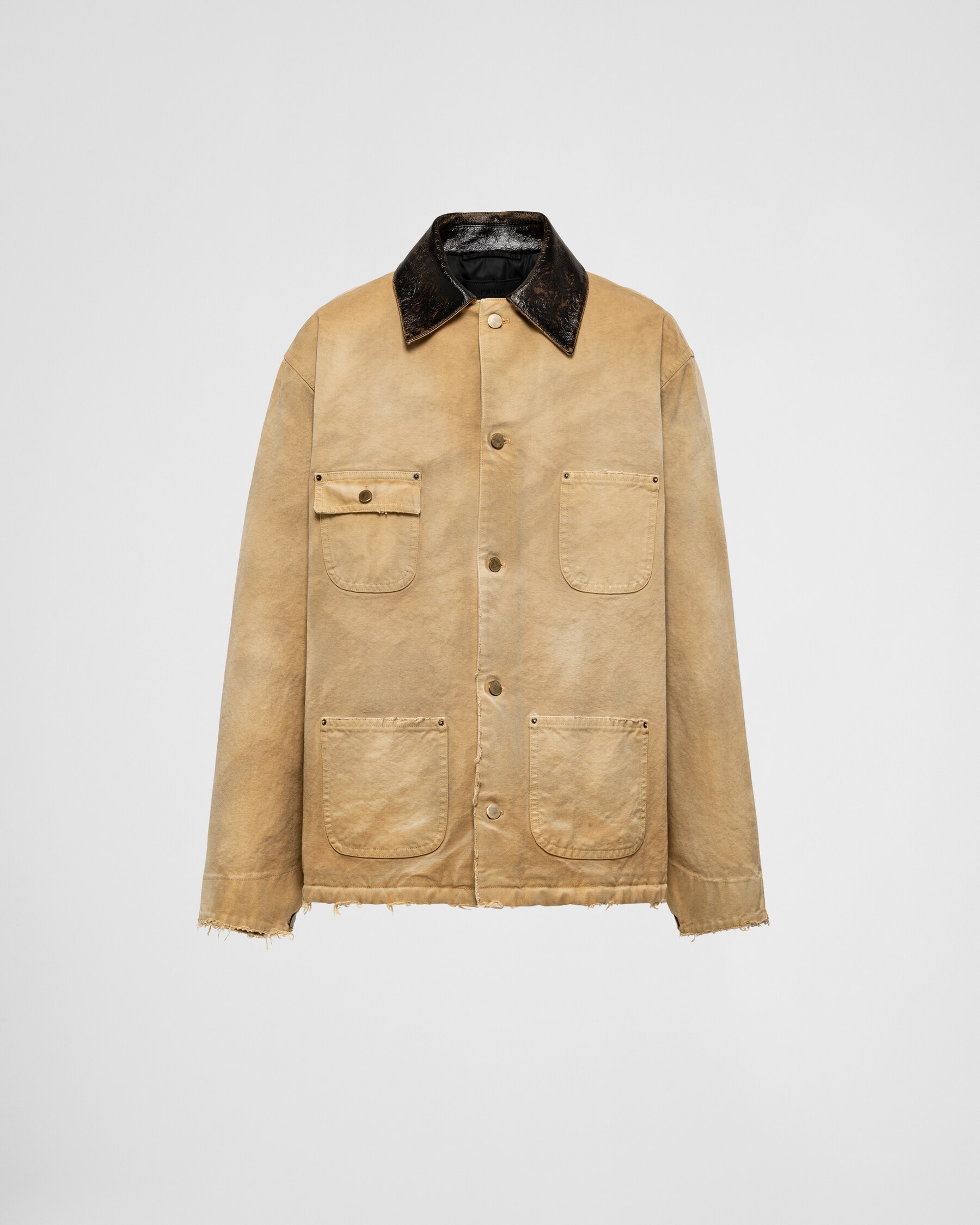 Beige Garment-dyed Cotton Trucker Jacket | PRADA