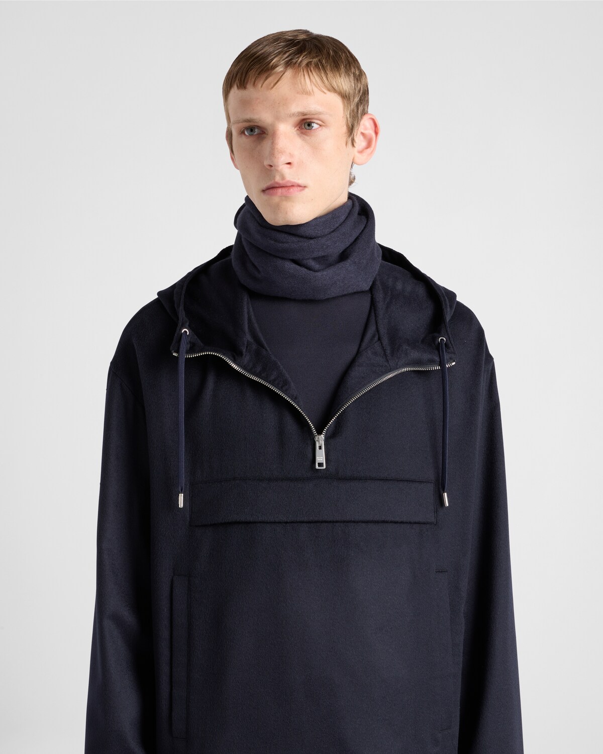 Navy Cashmere Anorak | PRADA