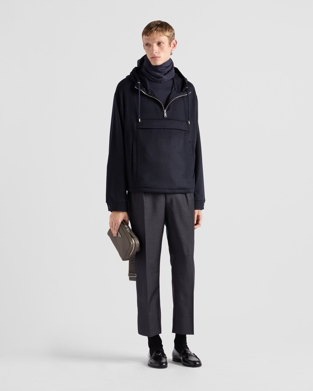 Navy Cashmere Anorak | PRADA
