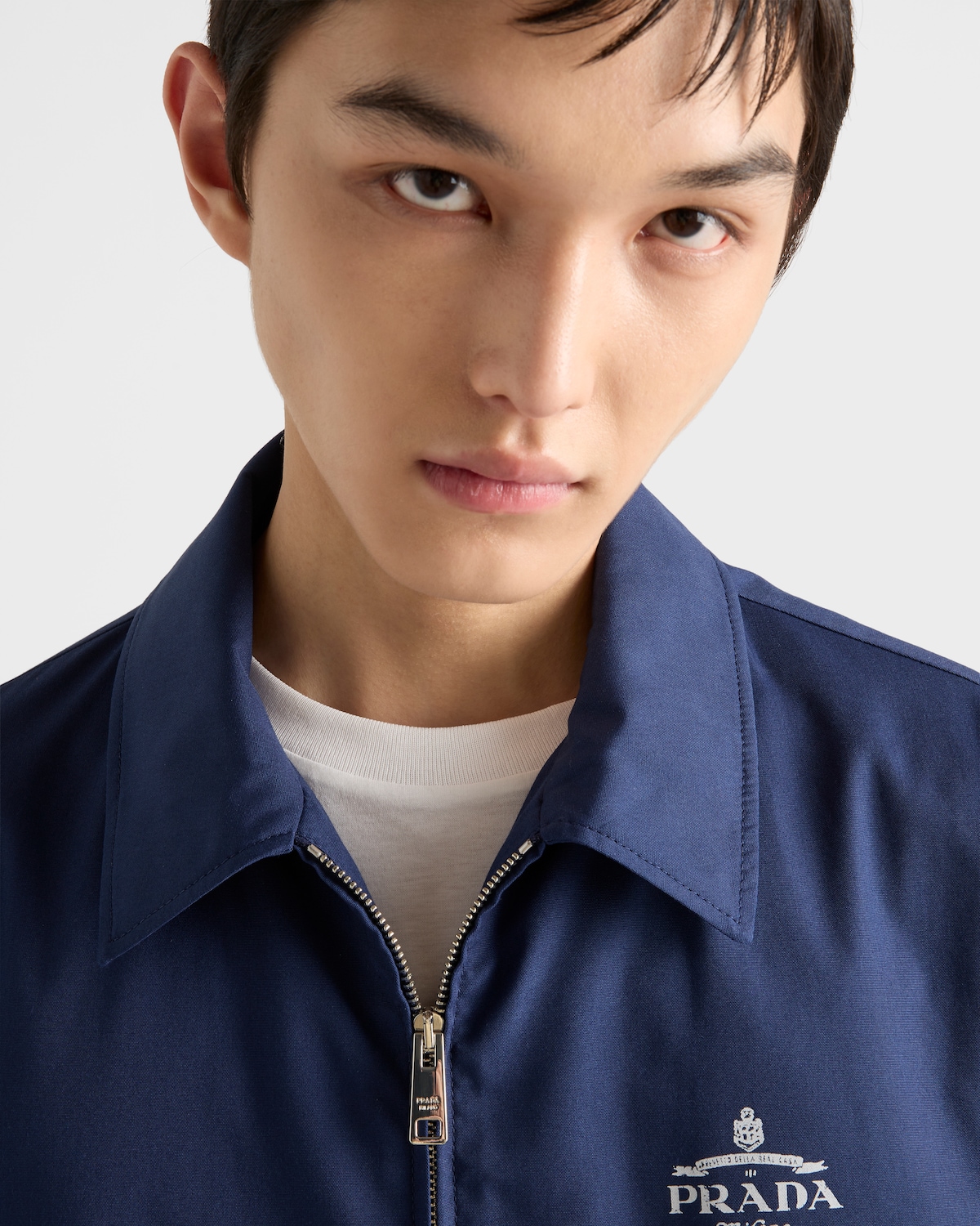 Baltic Blue Cotton Blend Blouson Jacket | PRADA