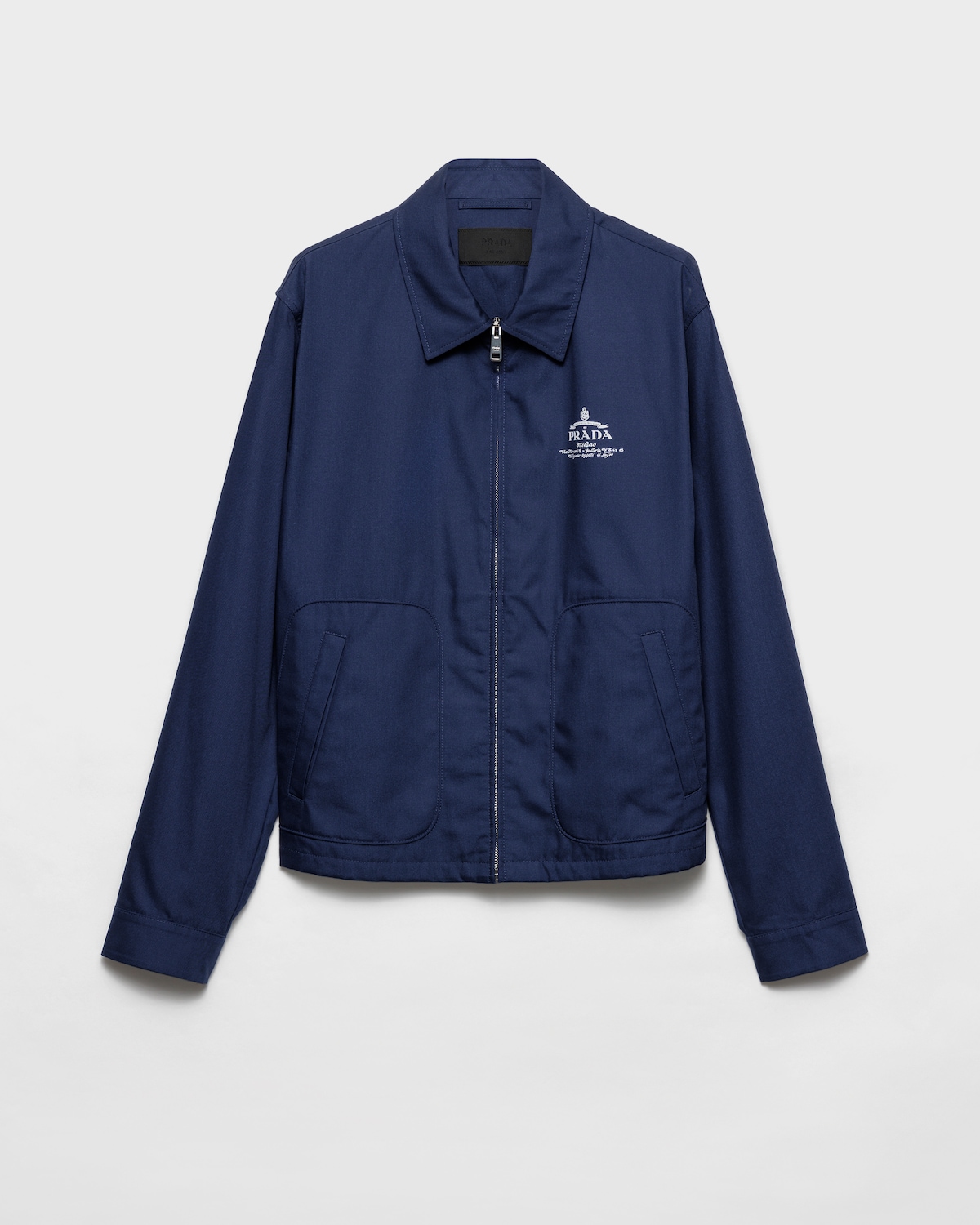 Baltic Blue Cotton Blend Blouson Jacket | PRADA