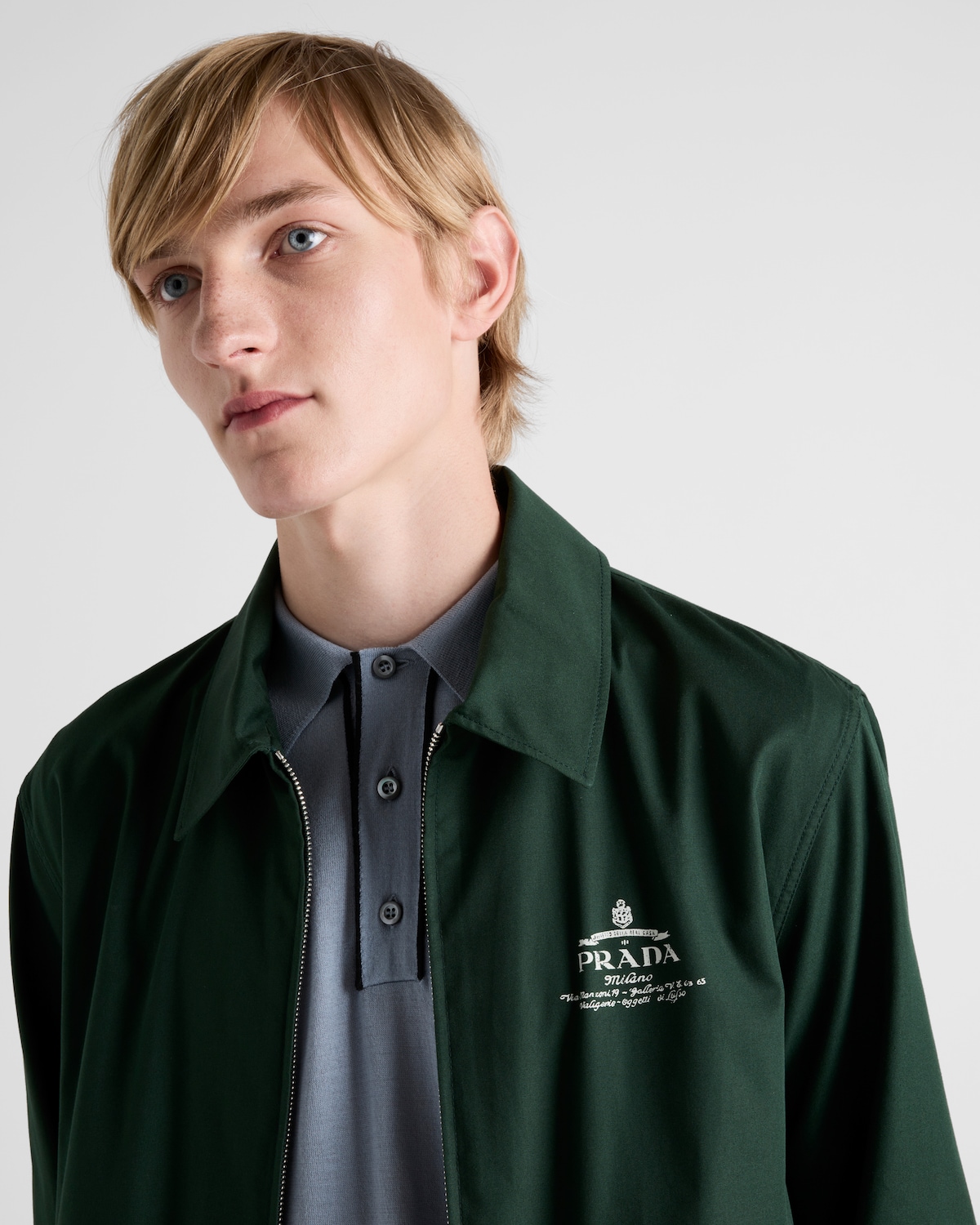 Billiard Green Cotton Blend Blouson Jacket | PRADA