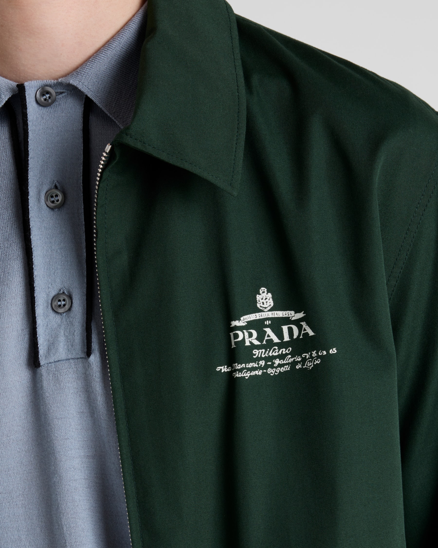 Billiard Green Cotton Blend Blouson Jacket | PRADA