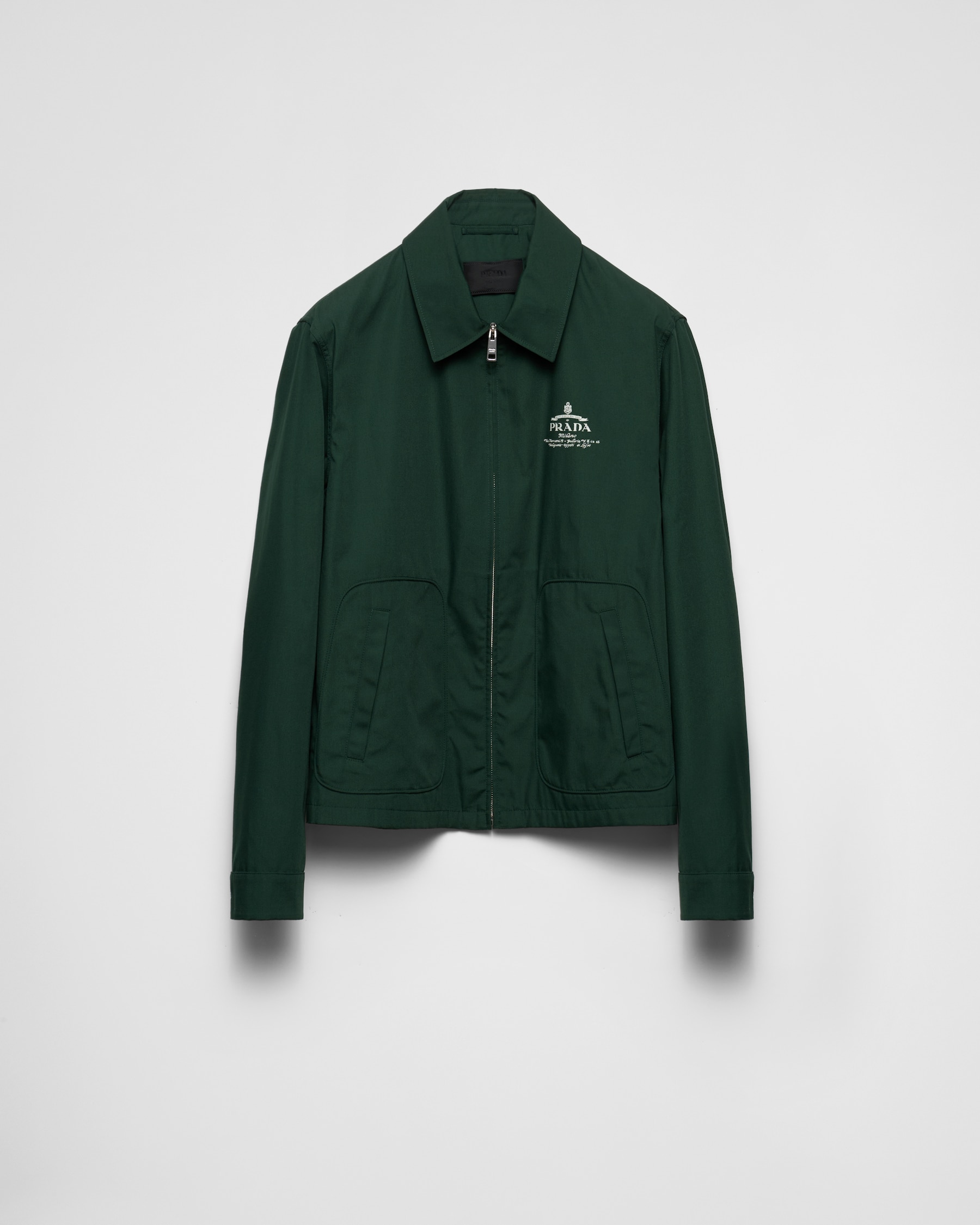 Billiard Green Cotton Blend Blouson Jacket | PRADA
