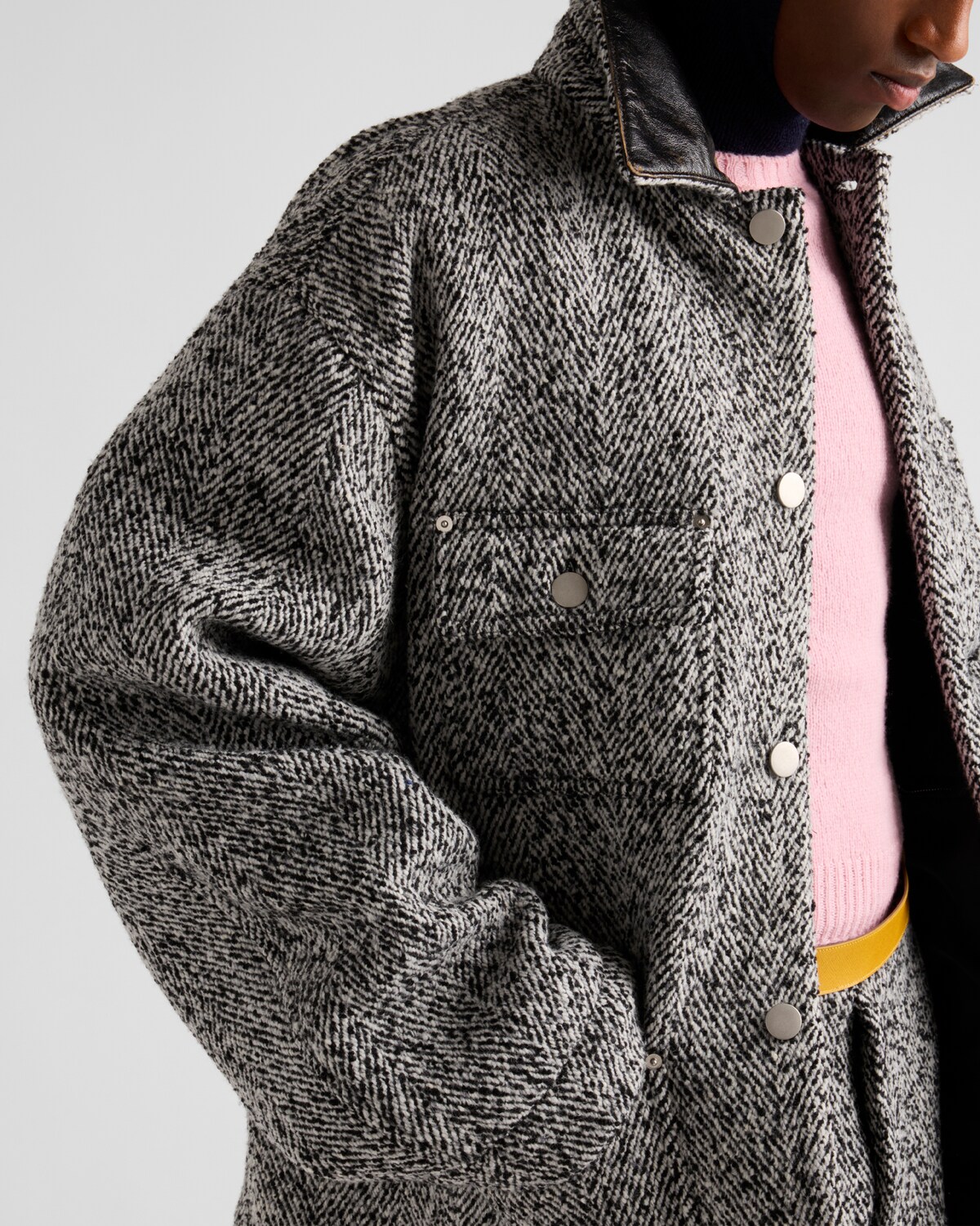 White/black Wool Blend Jacket | PRADA