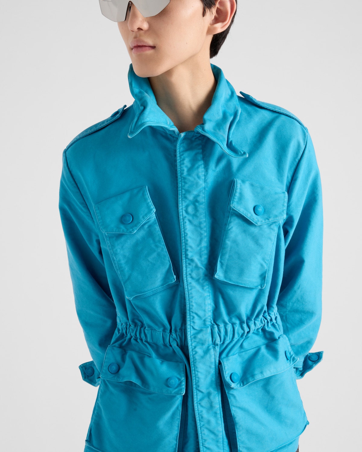 Turquoise Cotton Safari Jacket | PRADA