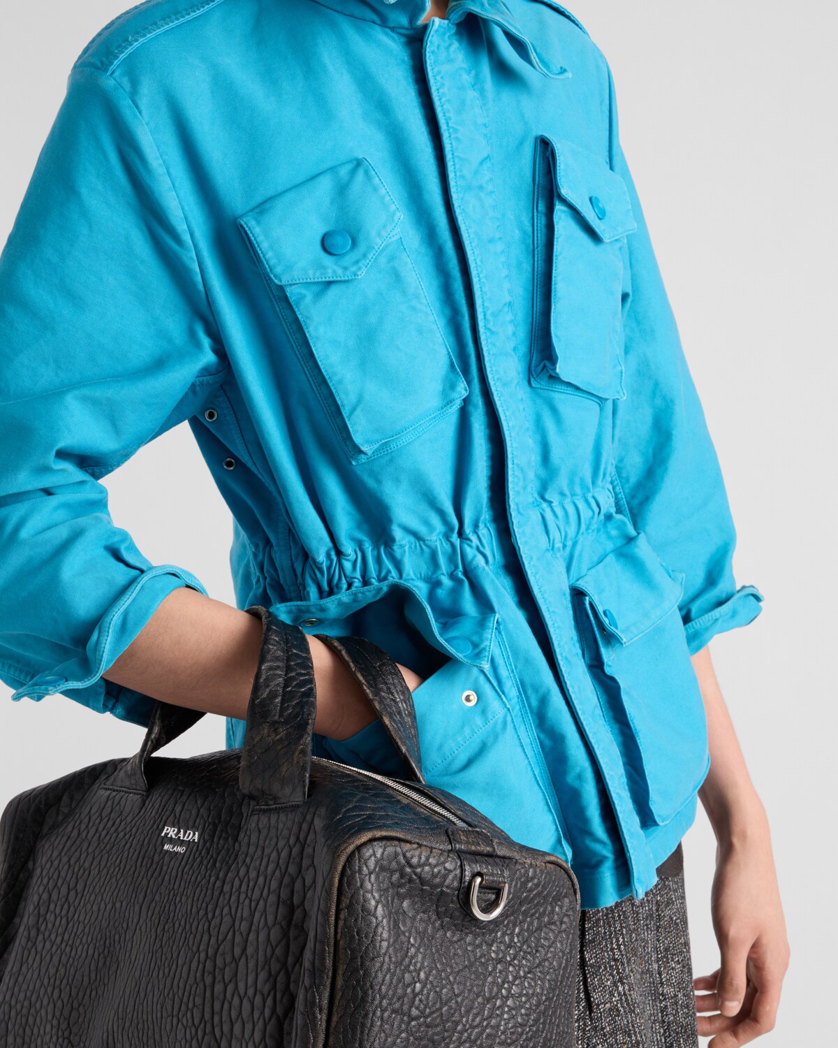 Turquoise Cotton Safari Jacket | PRADA