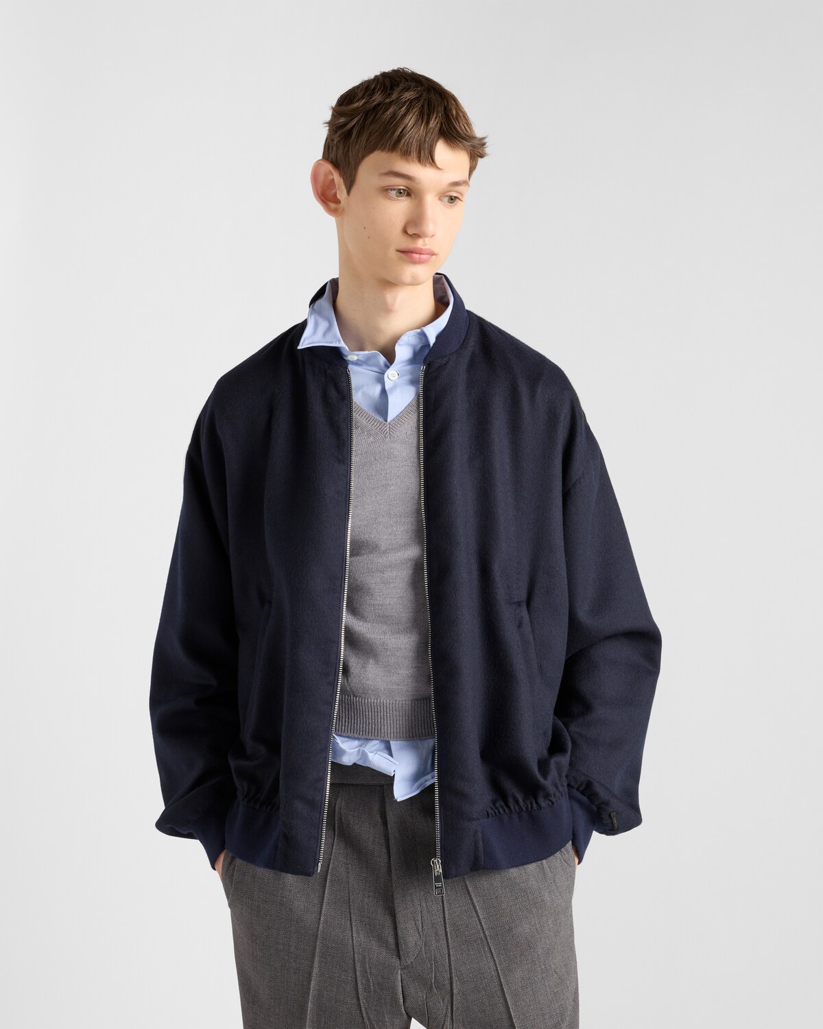 Navy Cashmere Jacket | PRADA