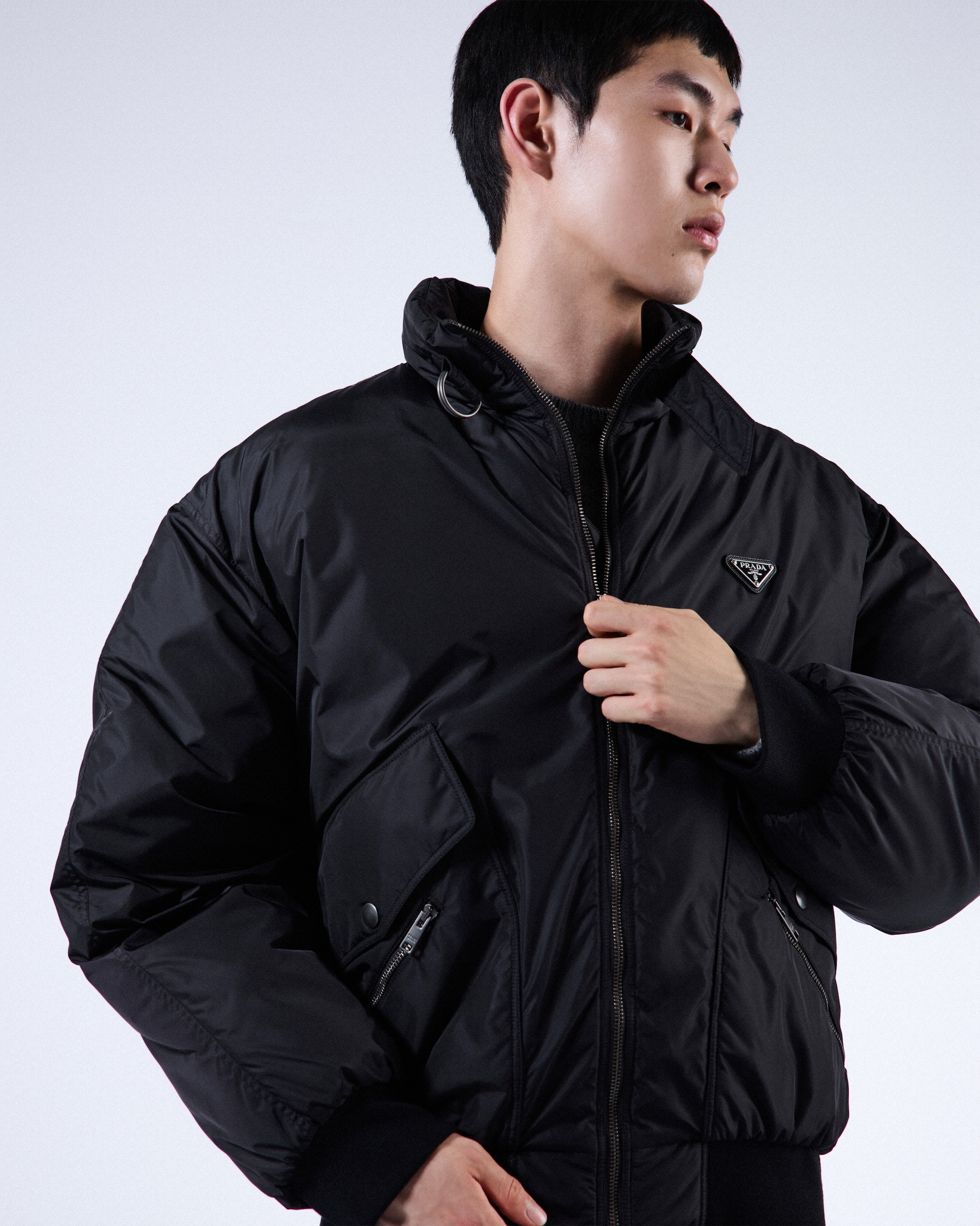 Black Medium-weight Re-nylon Down Jacket | PRADA