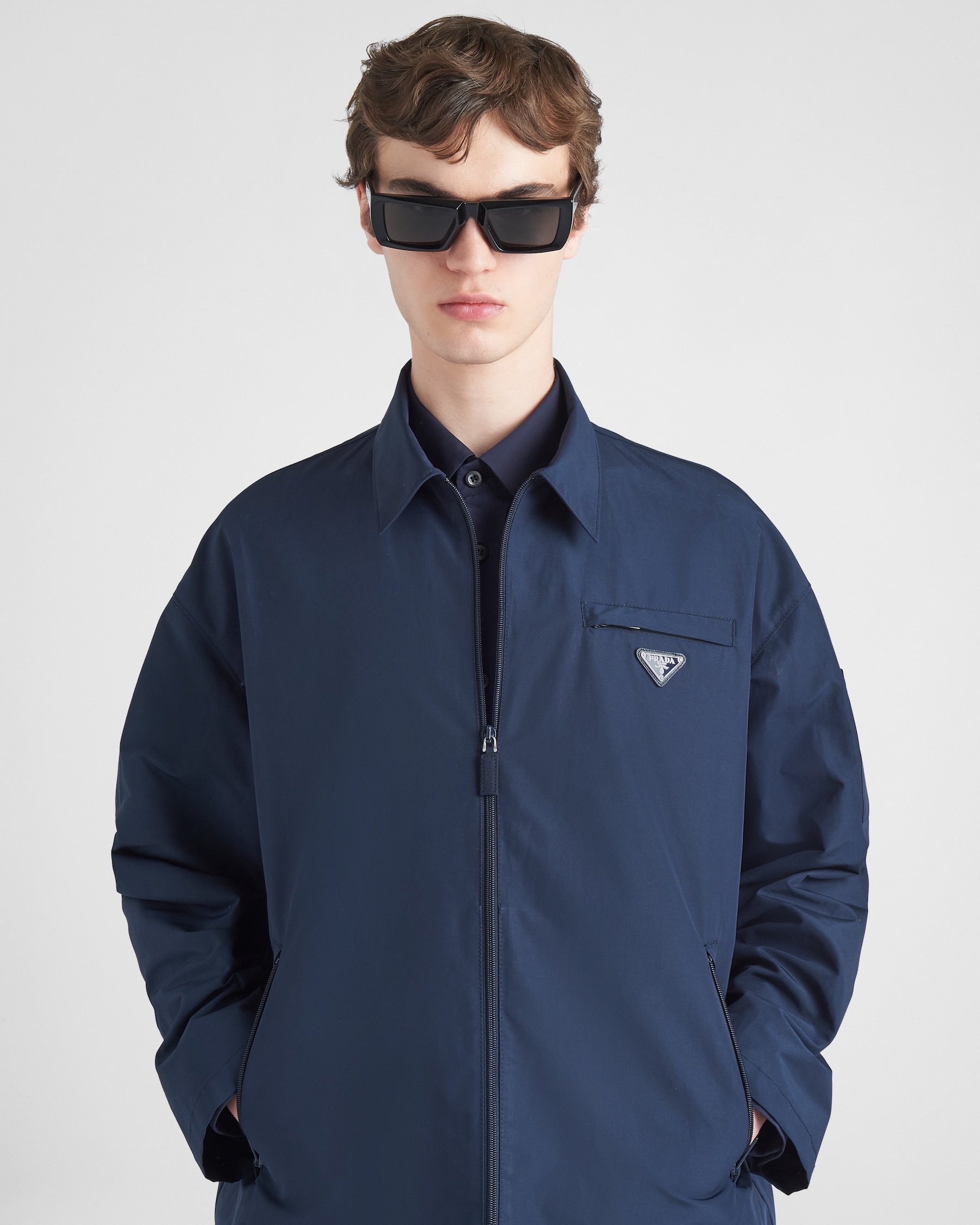 Blue Technical-poplin Jacket | PRADA