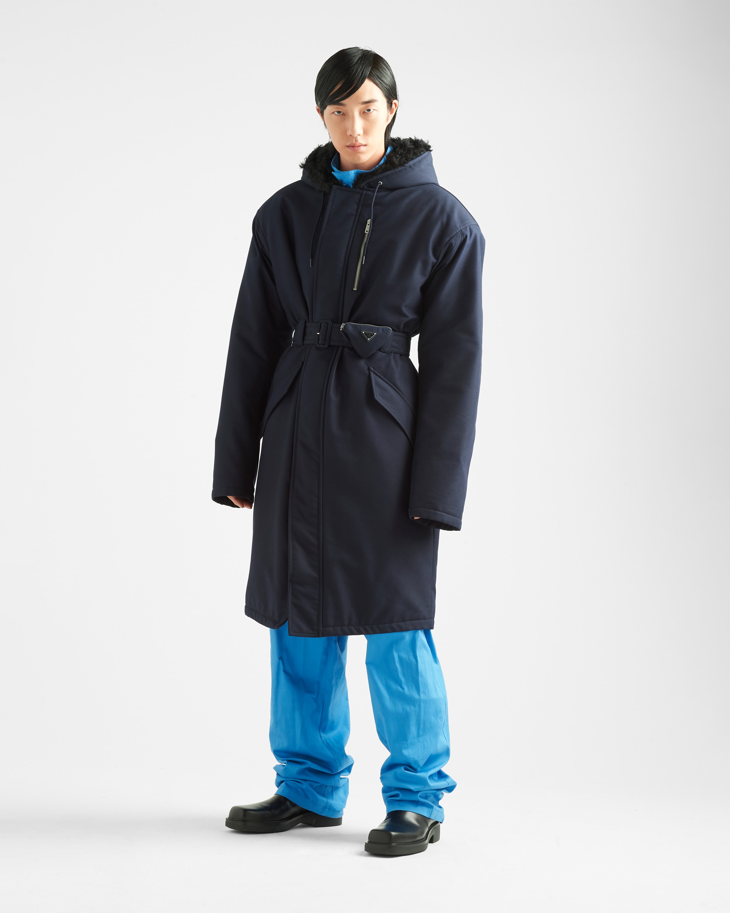 Navy Technical canvas raincoat | Prada