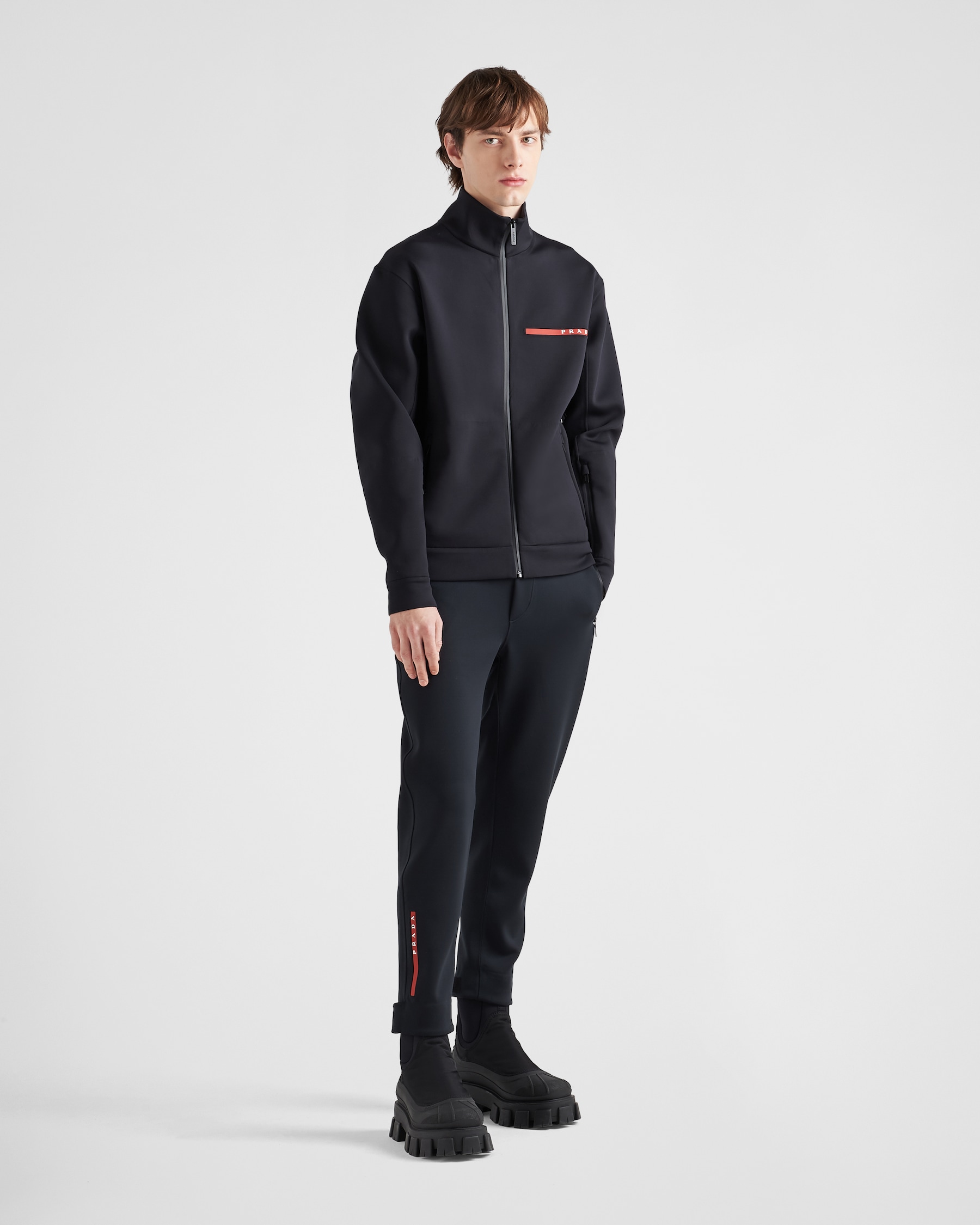 Black Technical Fabric Hoodie Jacket | PRADA