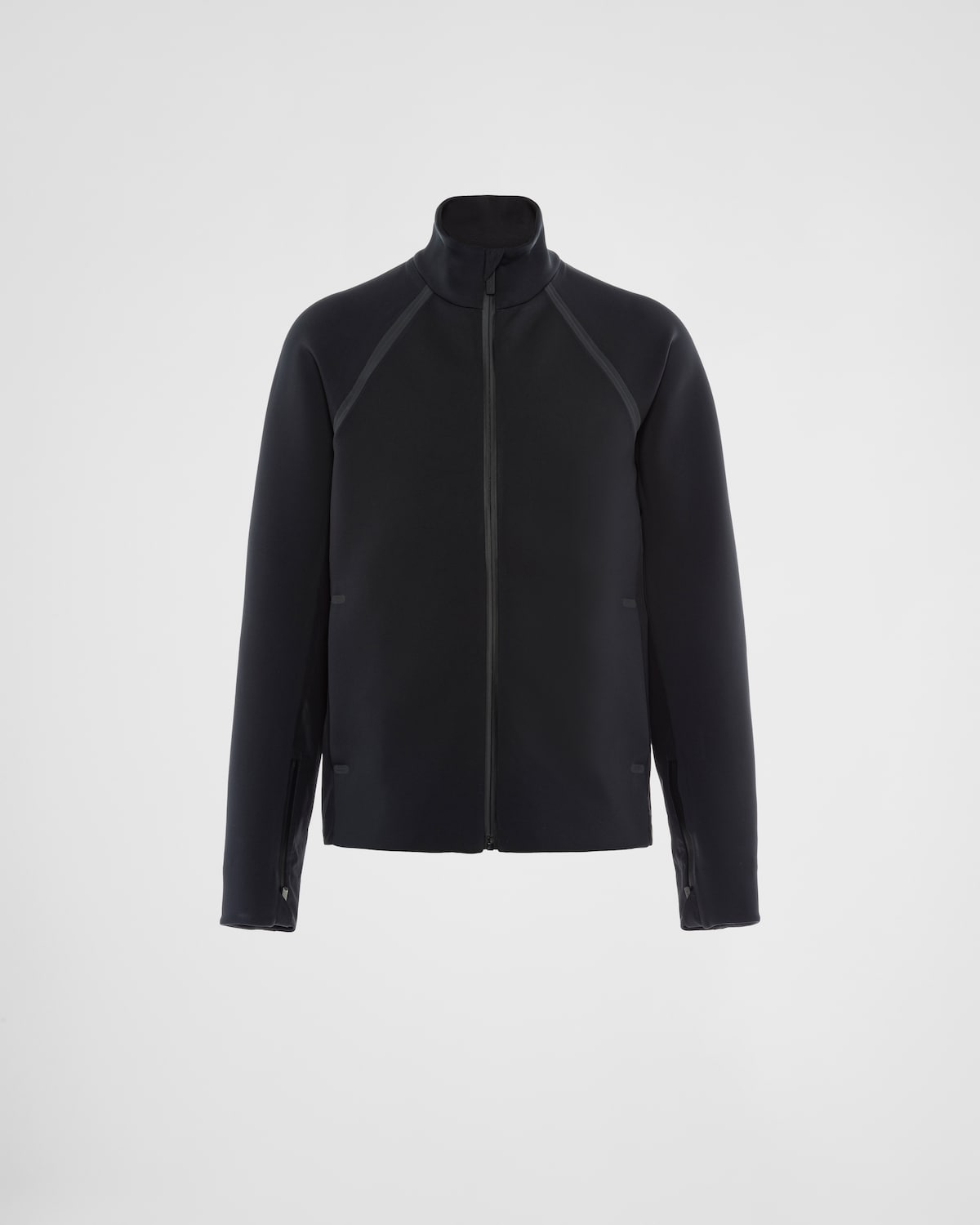 Black Recycled Double Jersey Zip-up Jacket | PRADA