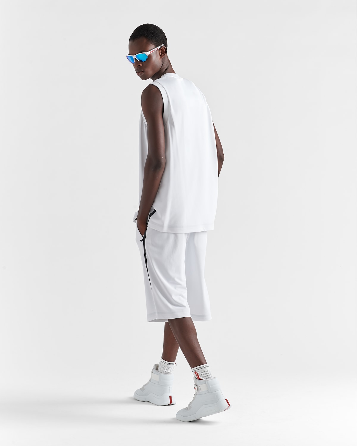 White Piqué Tank Top | PRADA