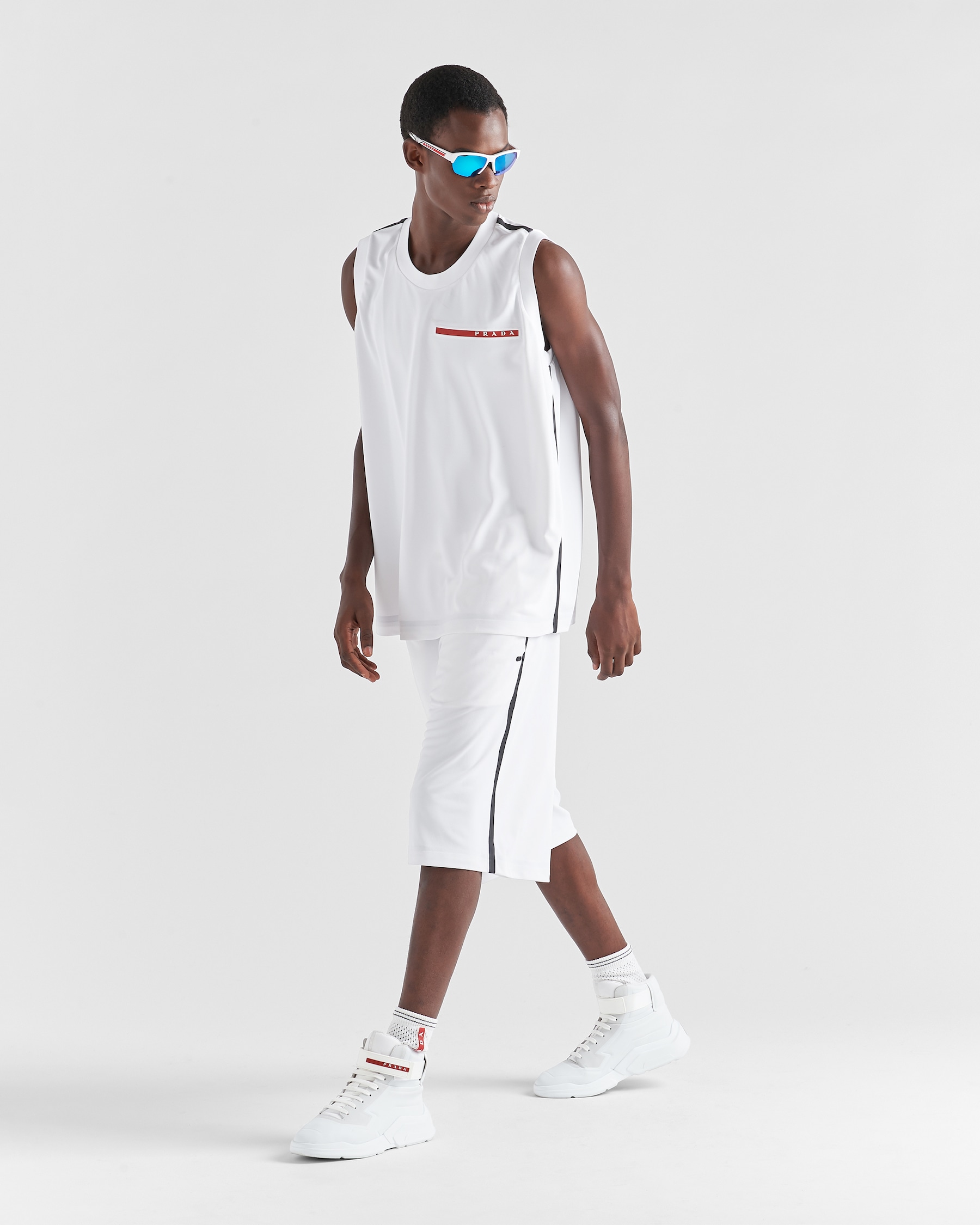 White Piqué Tank Top | PRADA