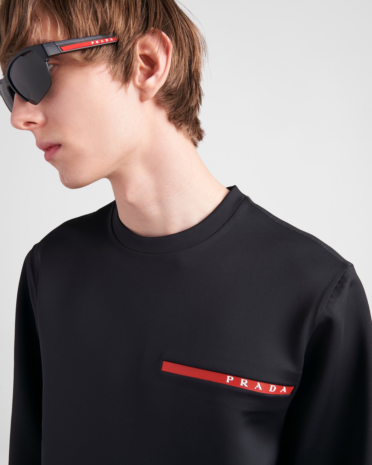 Black Recycled Double Jersey Sweatshirt | PRADA