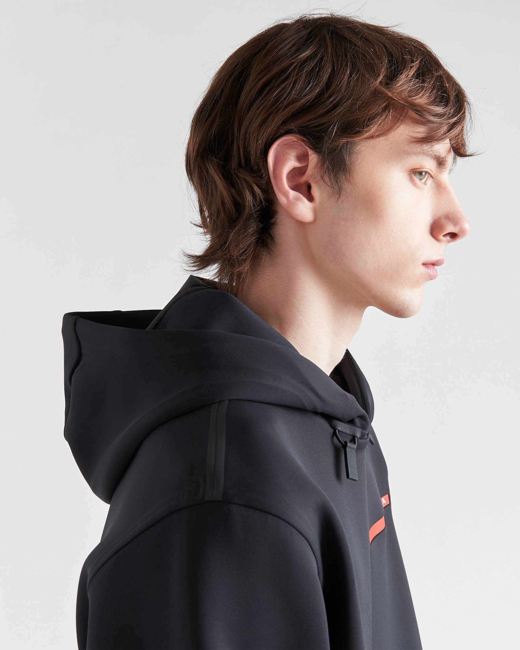 Black Recycled Double Jersey Hoodie | PRADA