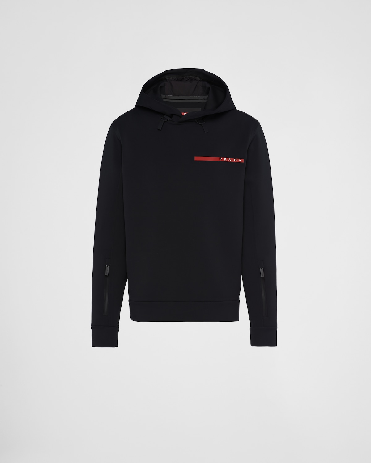 Black Recycled Double Jersey Hoodie | PRADA