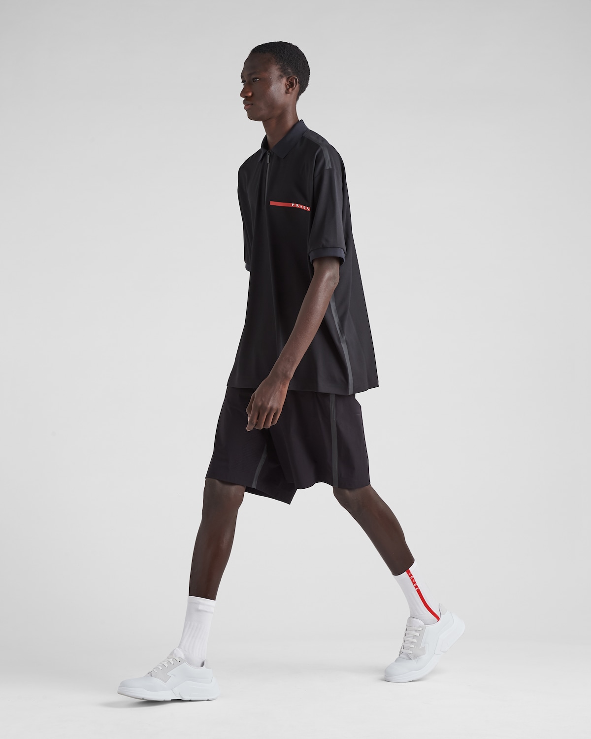 Black Piqué Polo Shirt | PRADA - United States