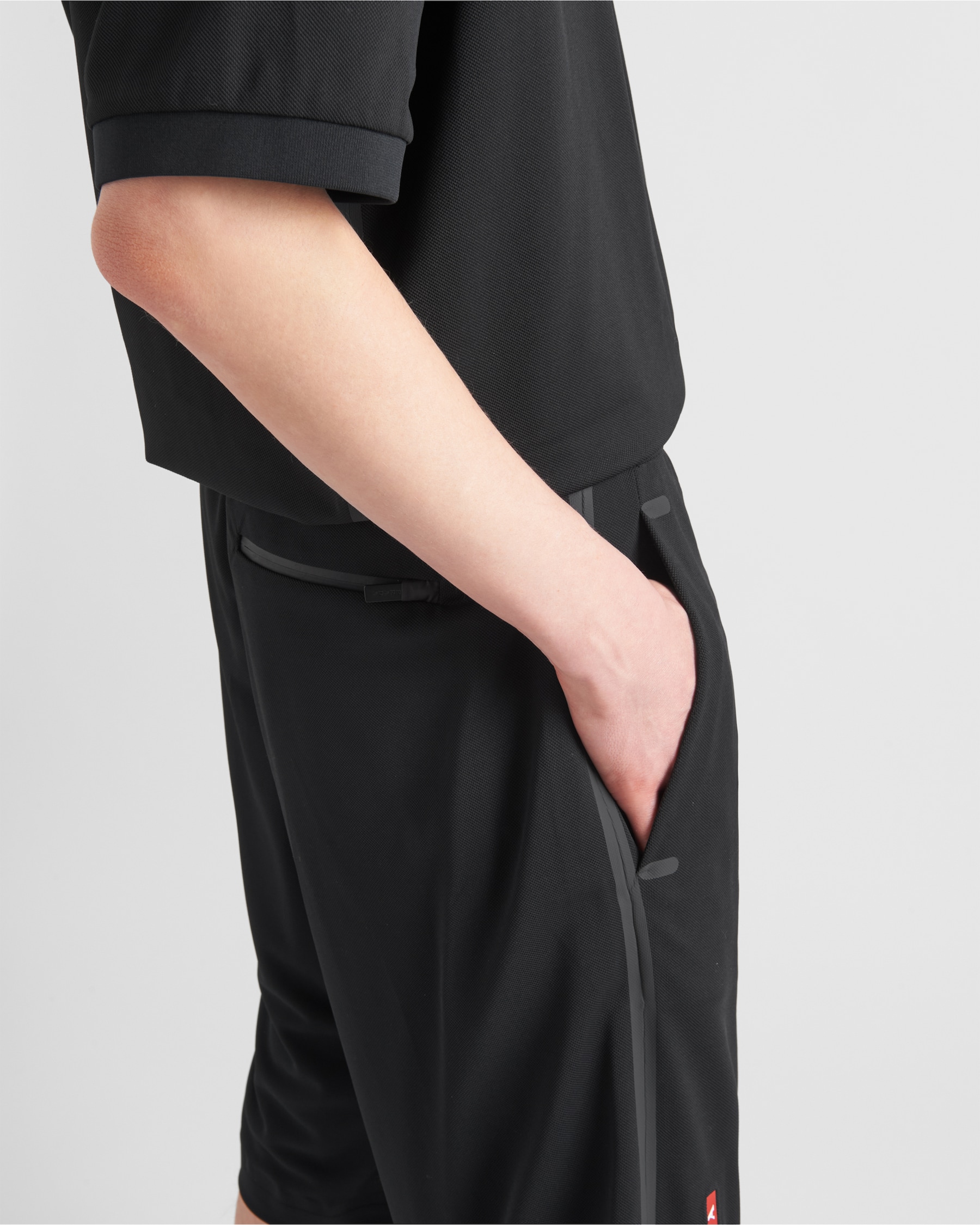 Black Piqué Bermudas With Tape Seams | PRADA