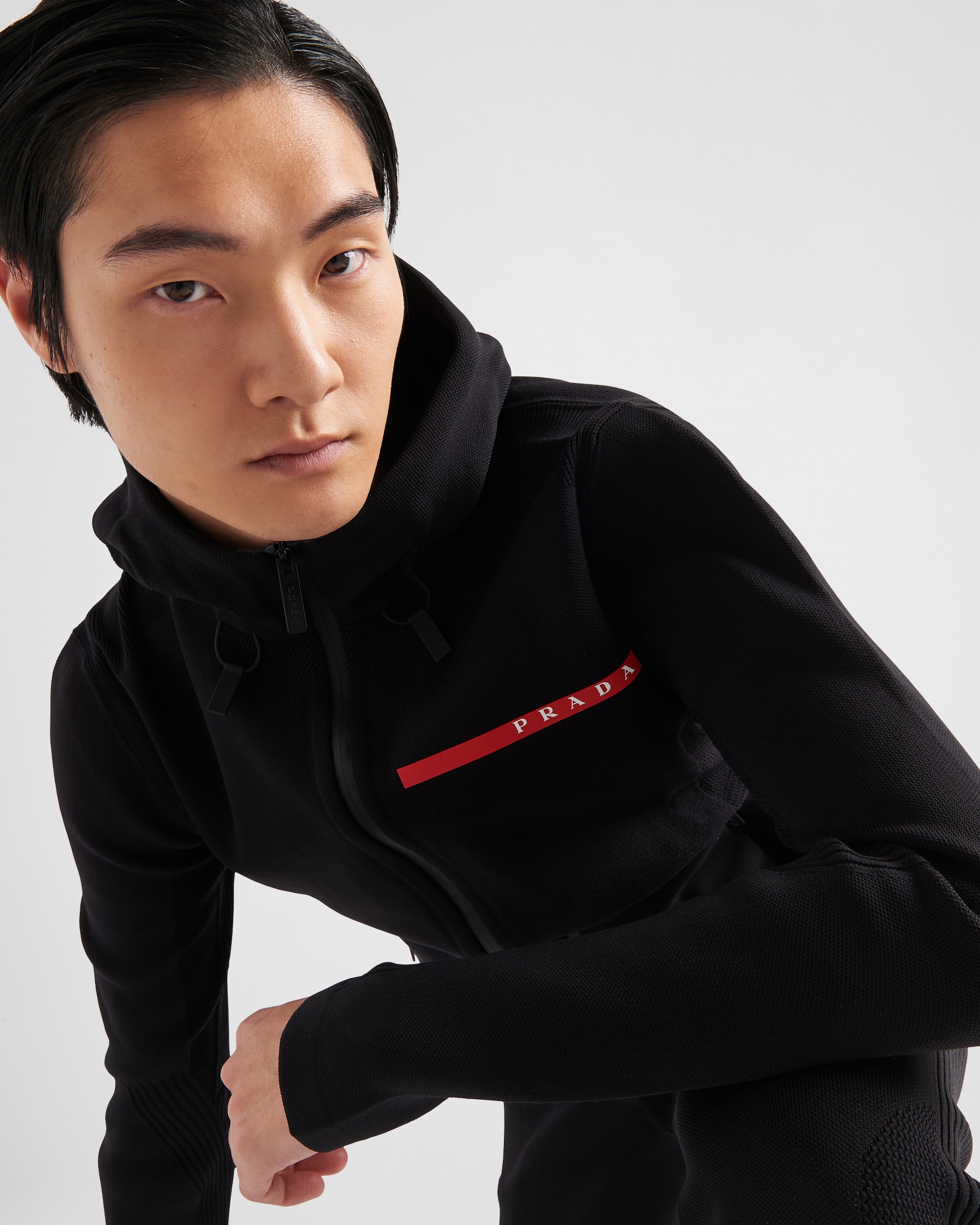 Black Technical Fabric Hoodie | PRADA