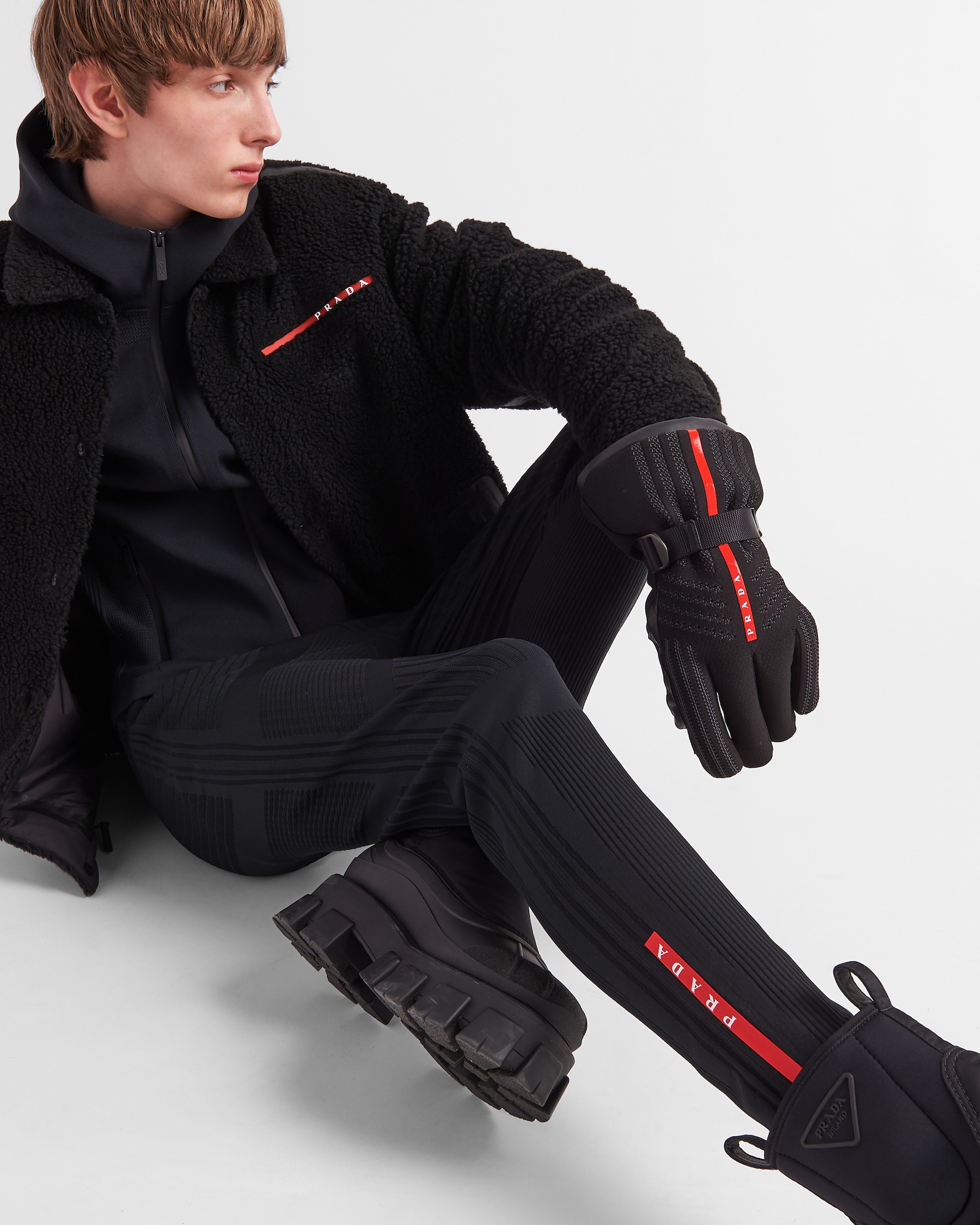 Black Techno Knit Technical Pants | PRADA