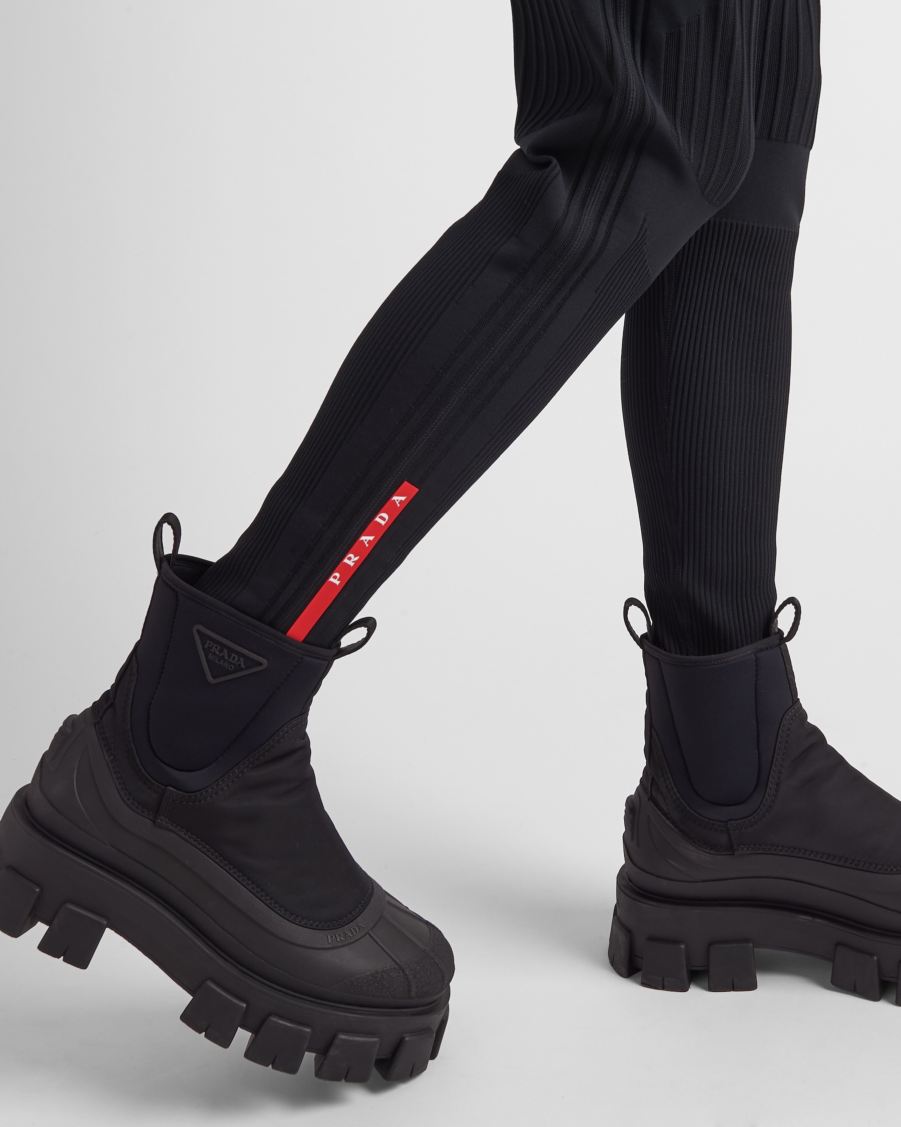 Black Techno Knit Technical Pants | PRADA