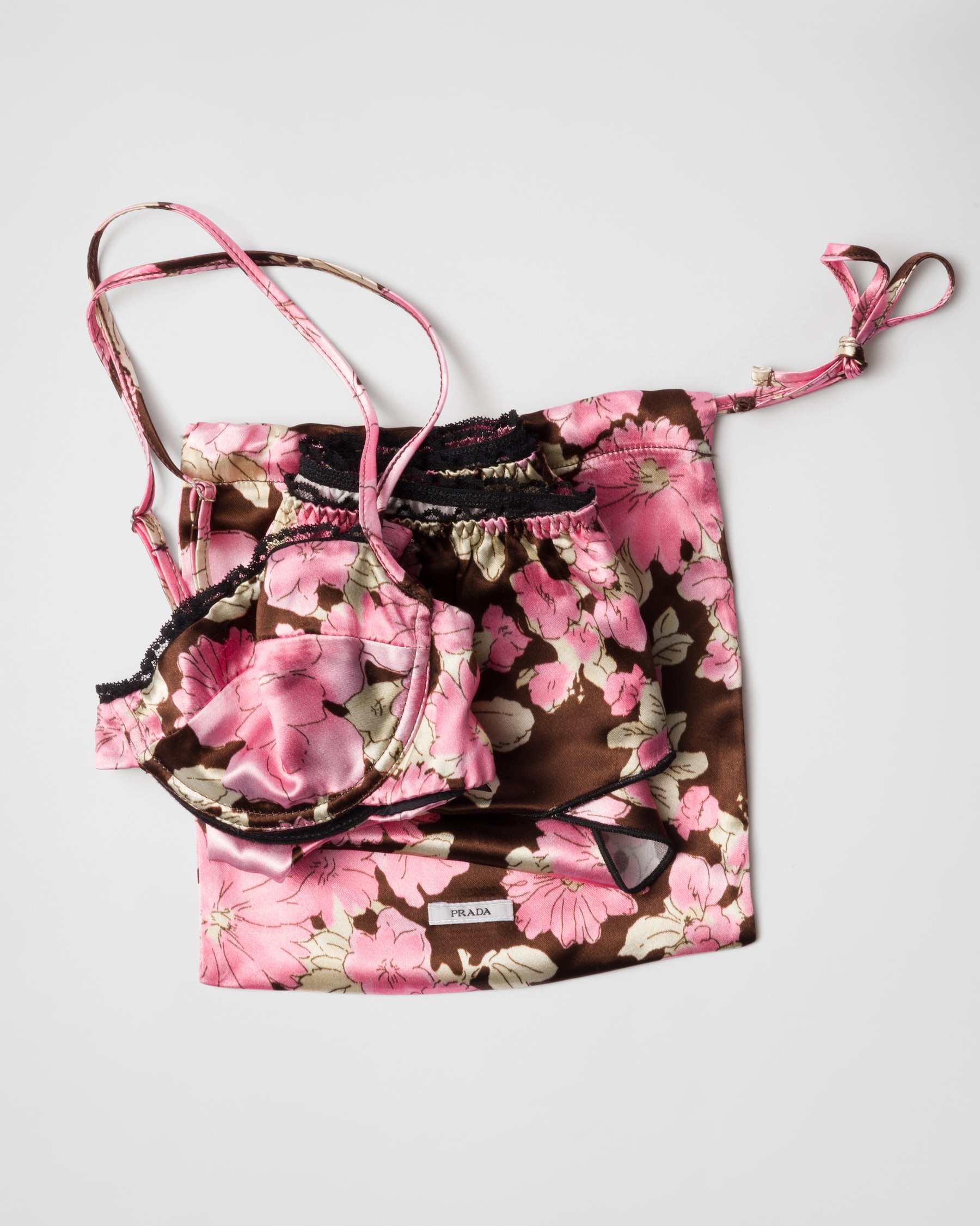 Ebony Printed Satin Panty | PRADA