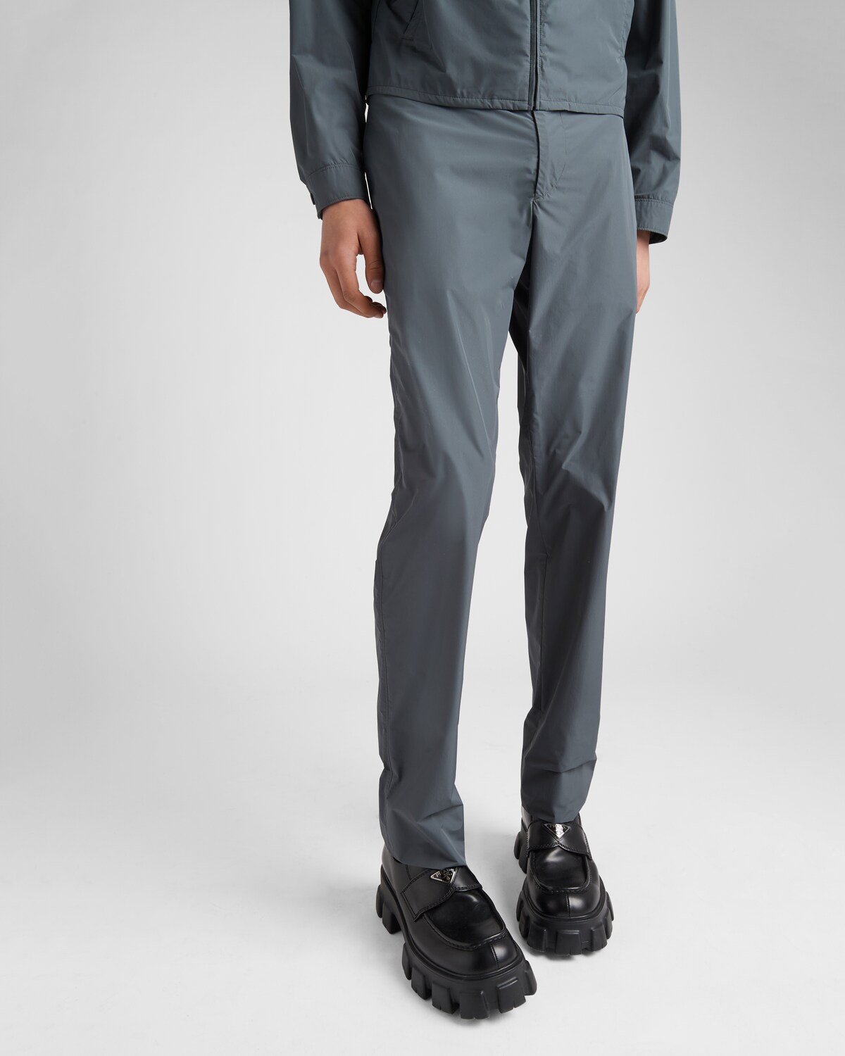 Lead Gray Technical Poplin Pants | PRADA