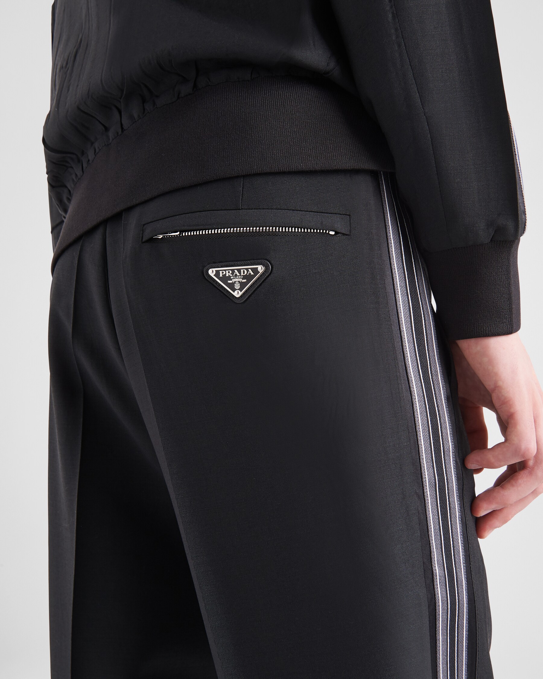 Black Wool And Mohair Pants | PRADA